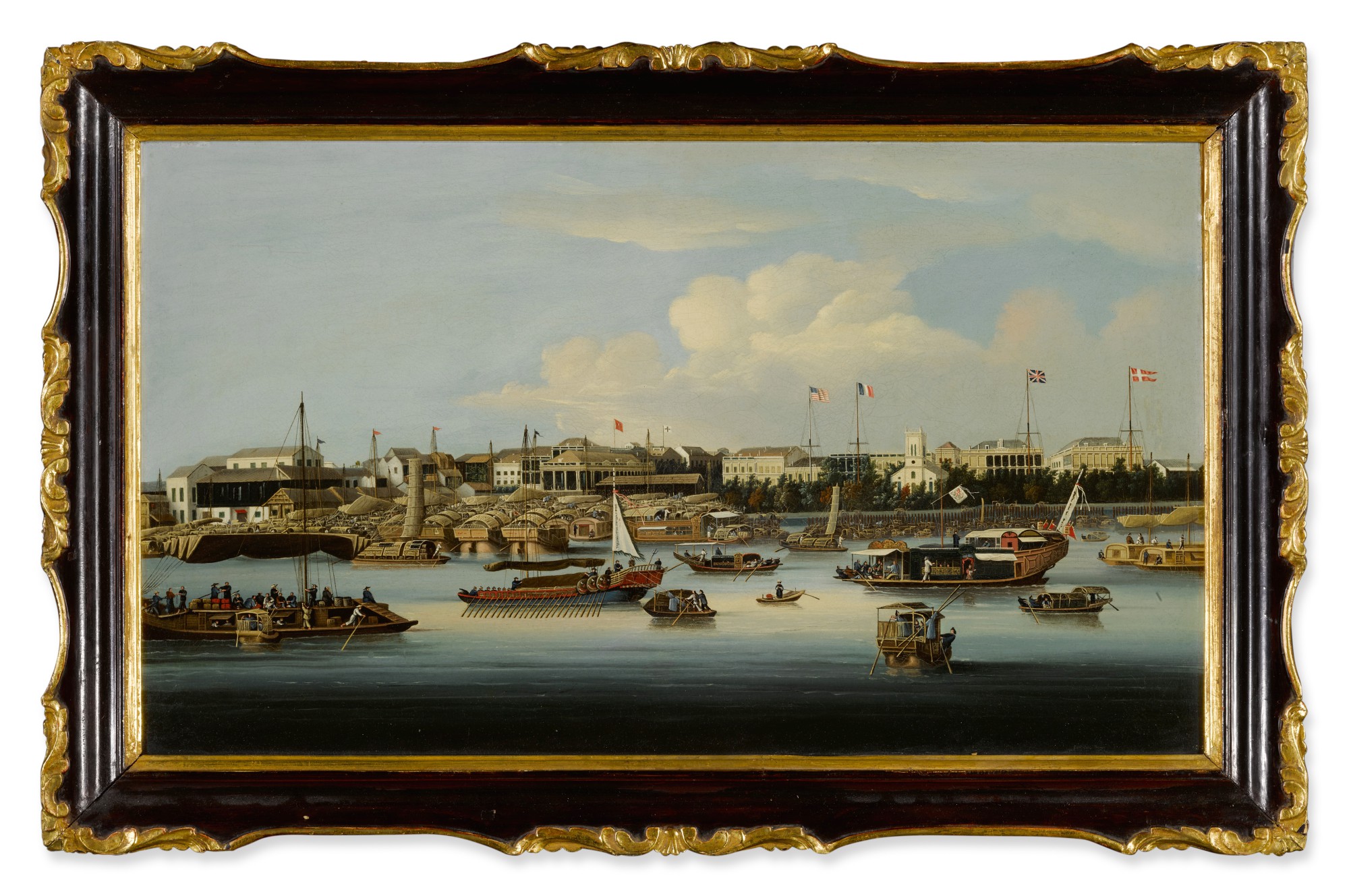 A View of the Hongs at Canton Qing Dynasty, Daoguang / Xianfeng Period ...