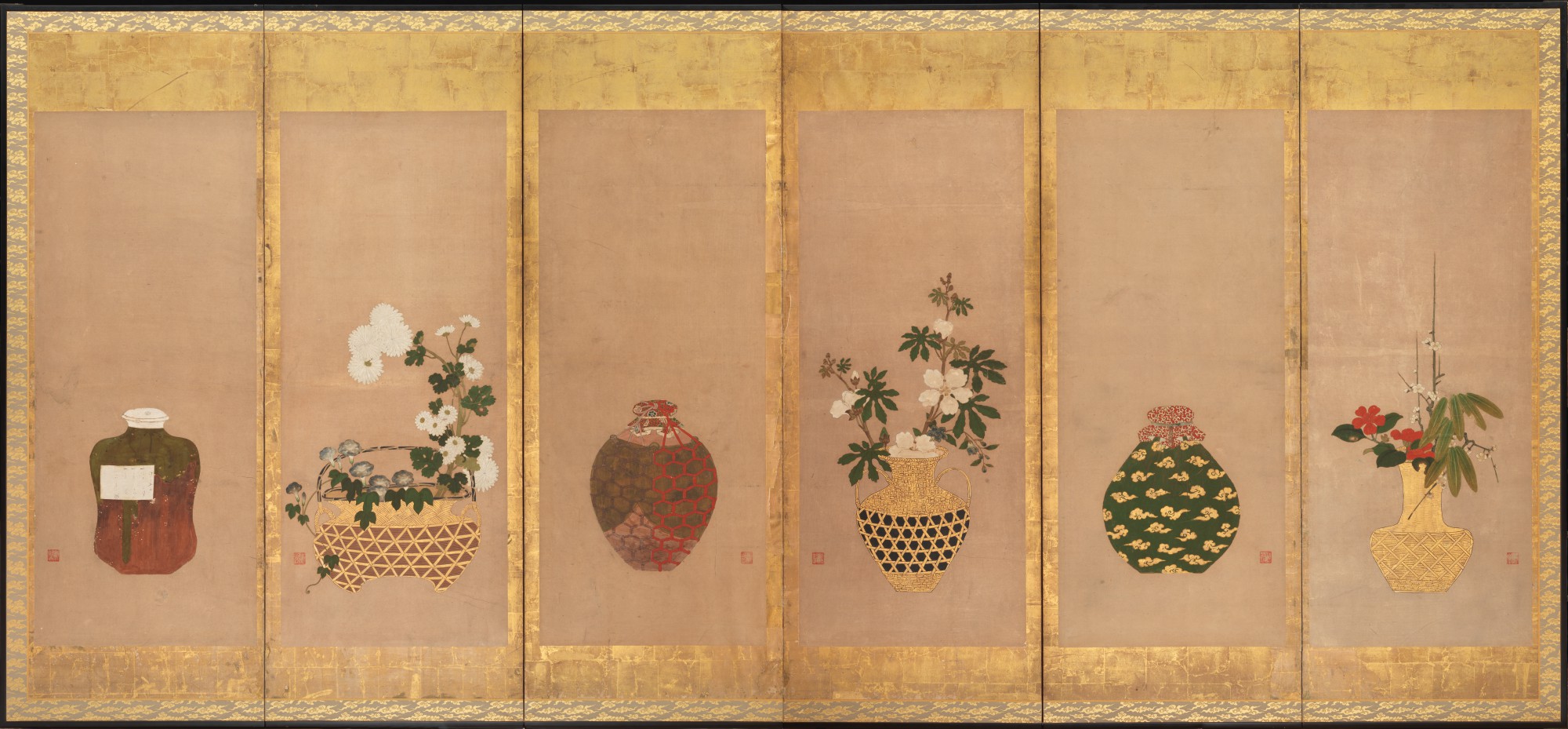 ANONYMOUS, EDO PERIOD, 17TH CENTURY | TEA JARS AND FLOWER ARRANGEMENTS ...
