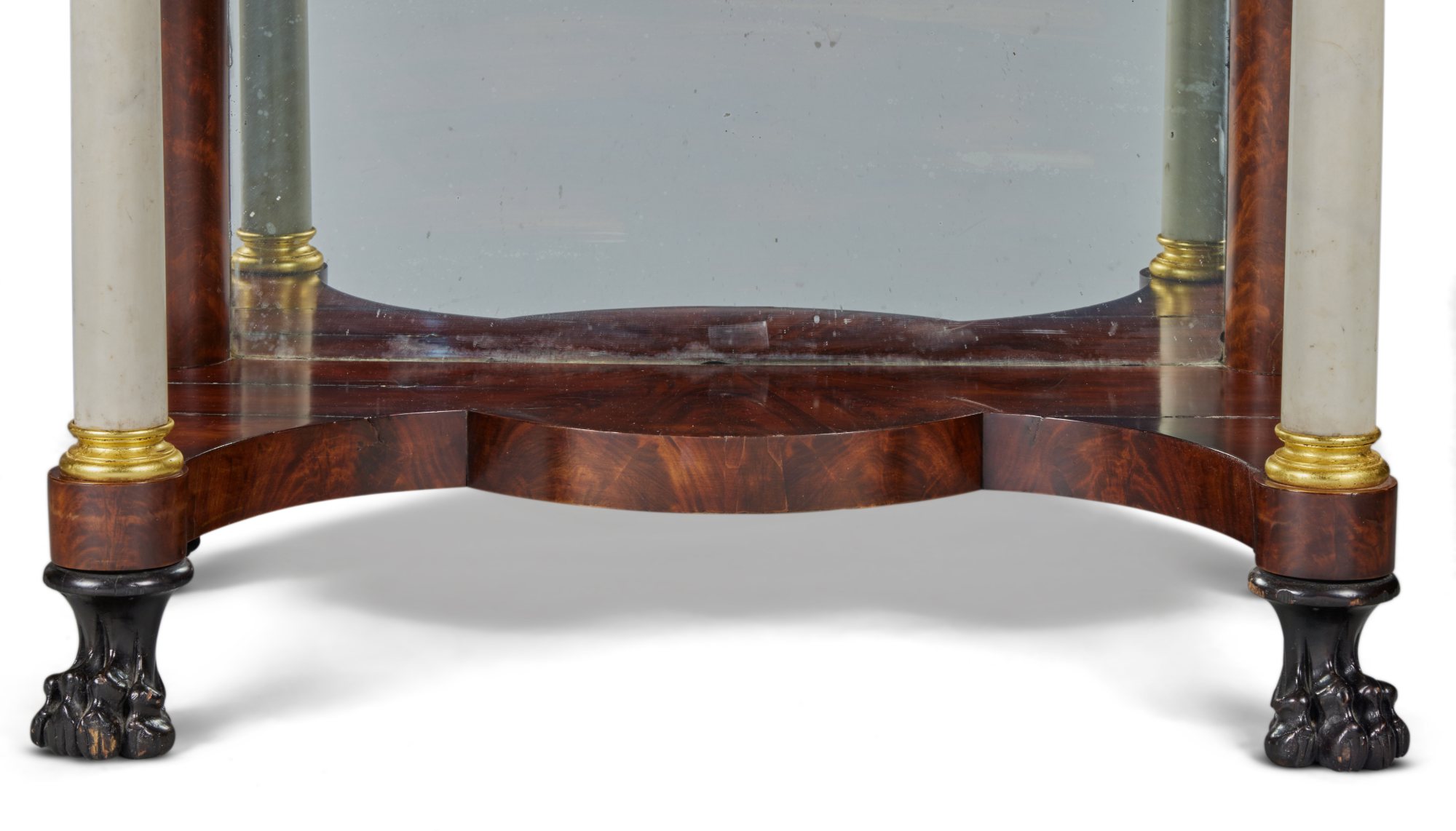 A Classical Giltwood, Carved and Figured Mahogany Marble-Top Pier Table ...