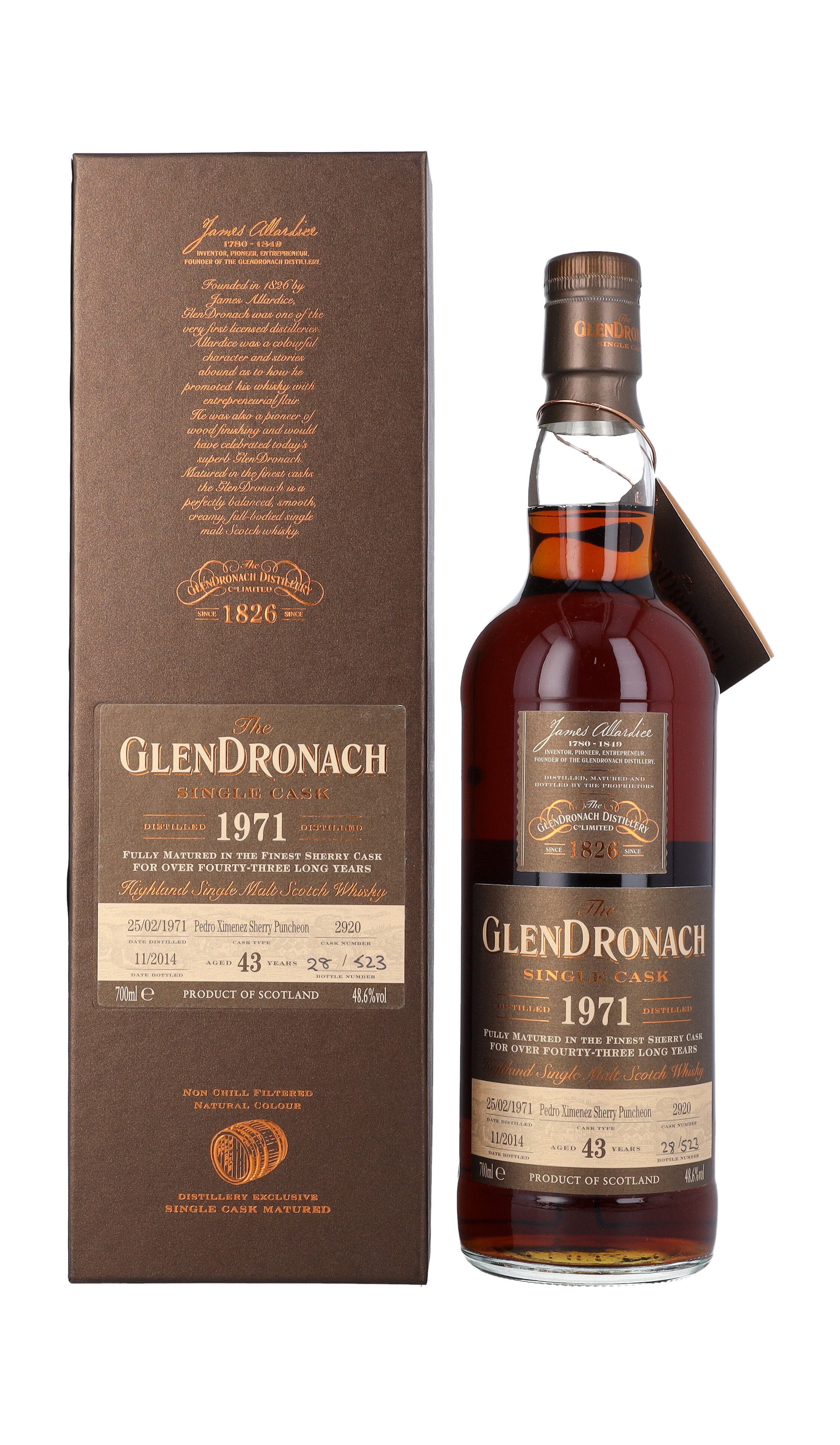 The Glendronach Single Cask 43 Year Old 48.6 abv 1971 (1 BT70) | Scotch ...