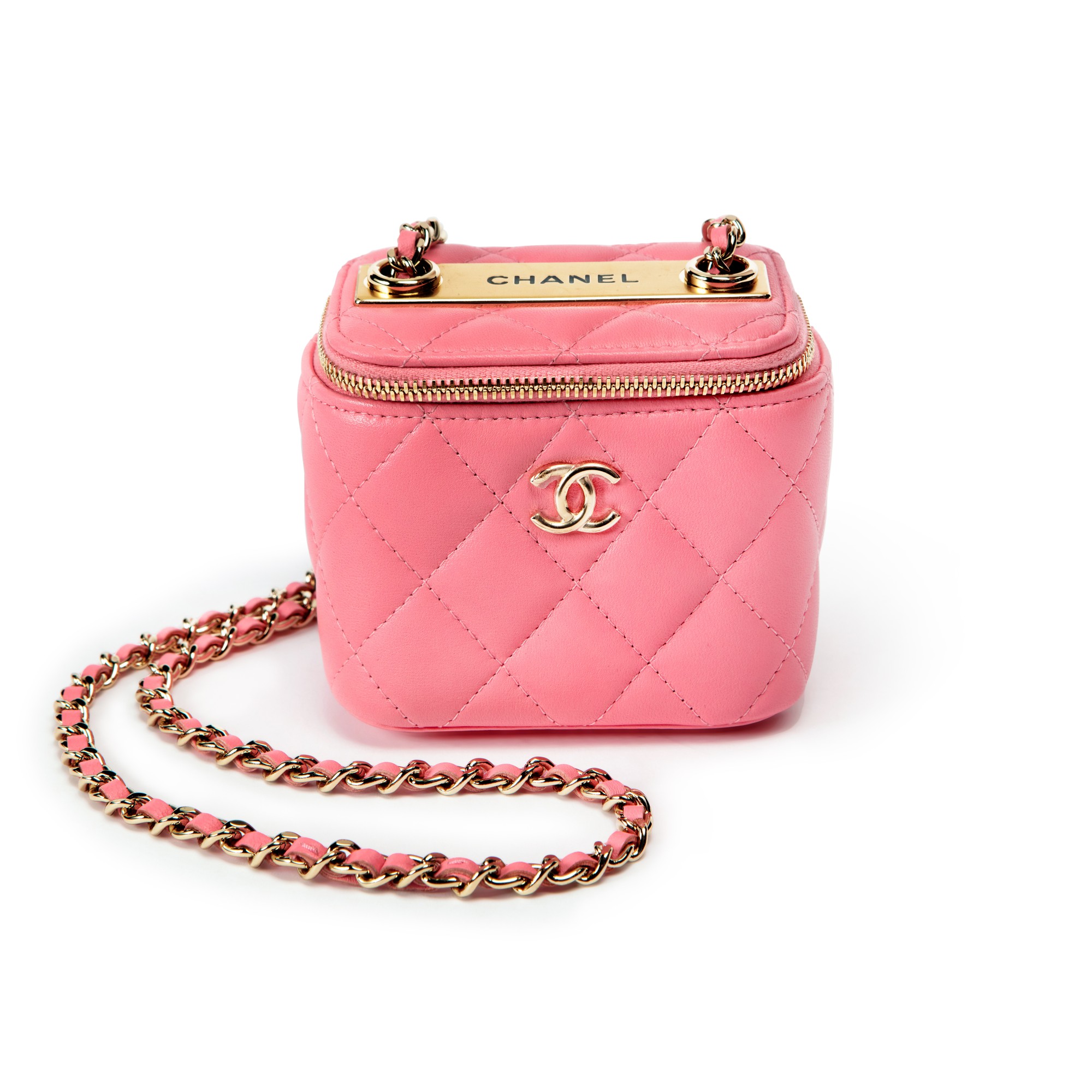 Chanel Light Pink Quilted Lambskin Mini Trendy CC Vanity With Chain ...