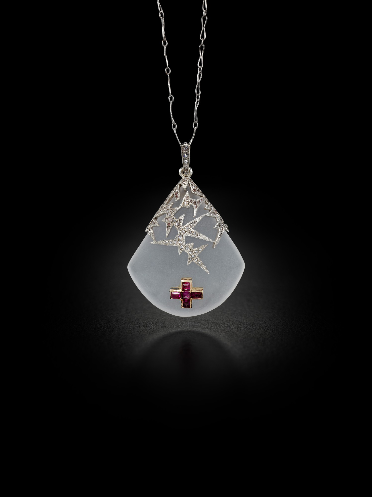 A very rare Fabergé jewelled platinum and rock crystal ‘Ice’ Red Cross ...