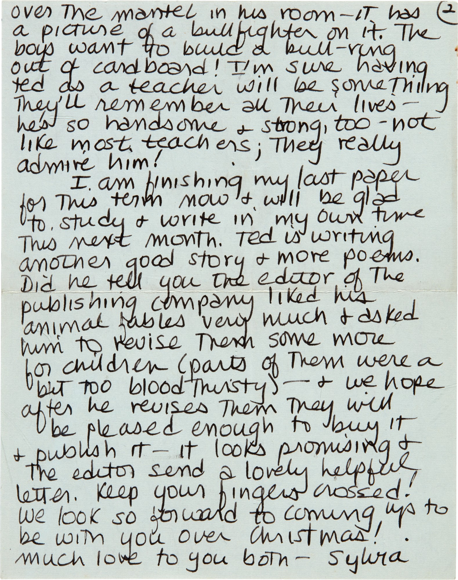 Sylvia Plath | Autograph letter signed, to Edith and William Hughes ...
