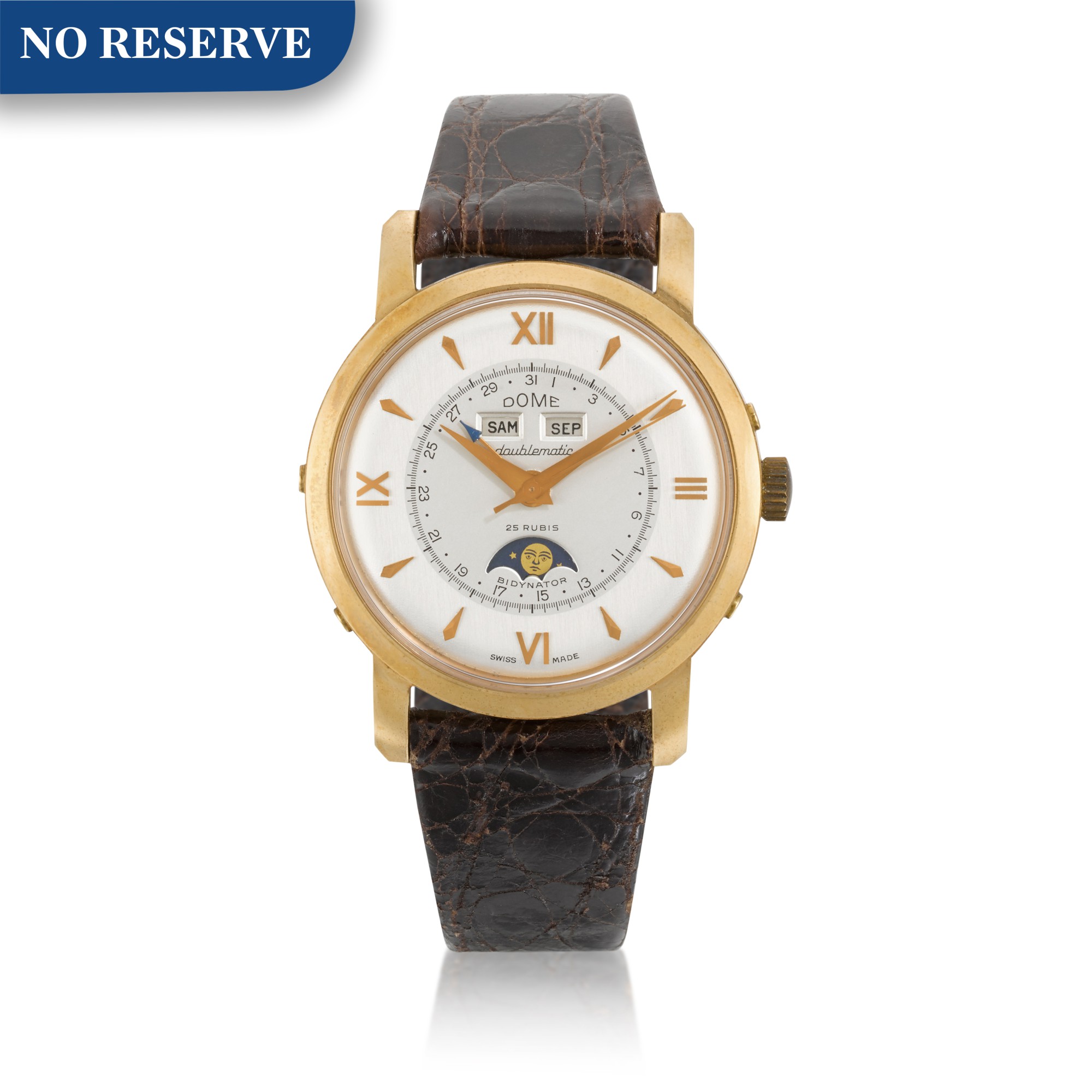 Pink Gold Triple Calendar Wristwatch With Moon-Phases Circa 1950 | Fine ...