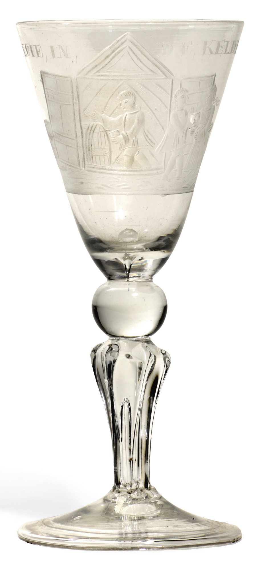 A DUTCH ENGRAVED PEDESTAL-STEMMED WINE GLASS, 18TH CENTURY | Royal and ...