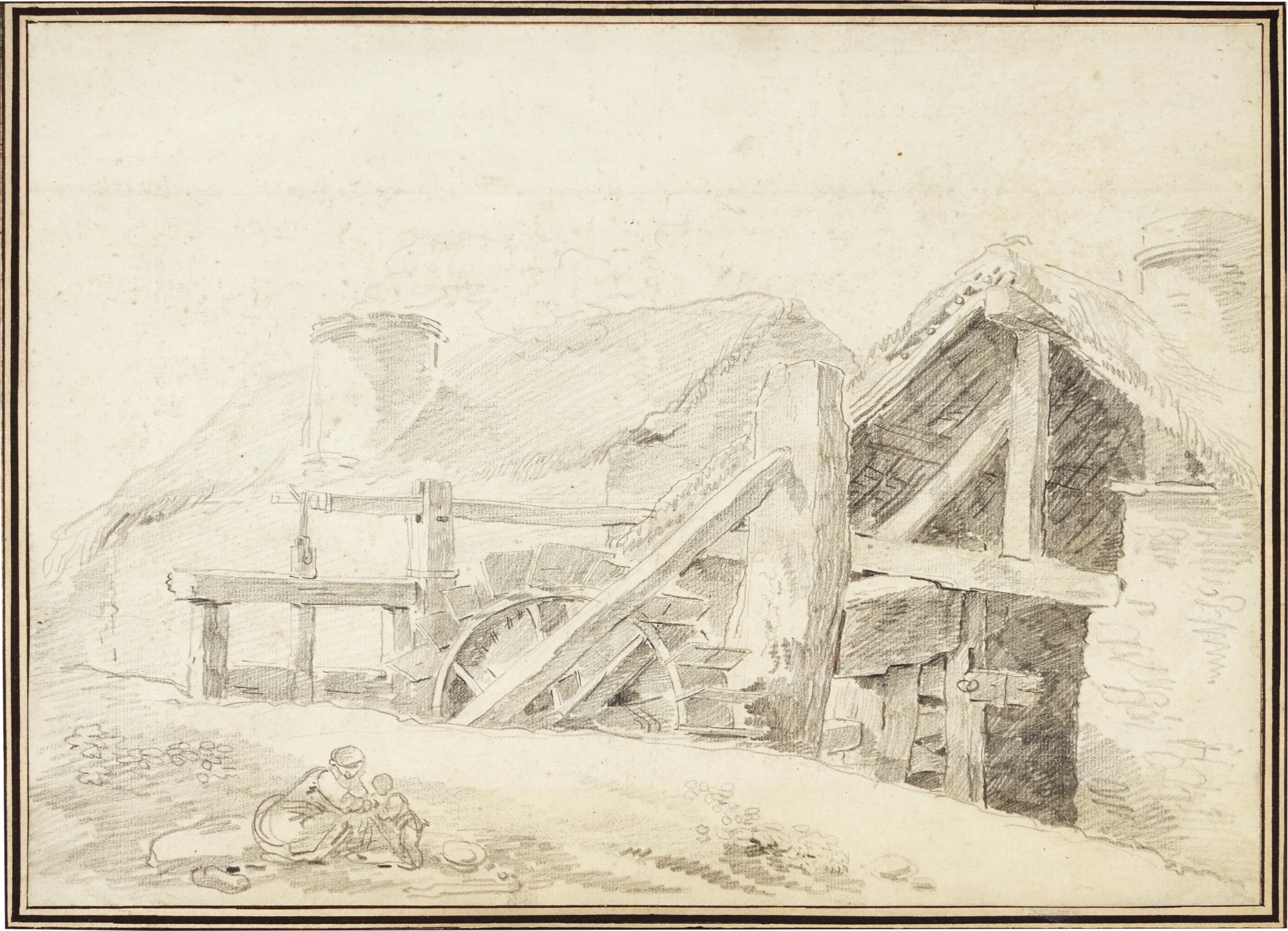 HUBERT ROBERT | LANDSCAPE WITH FIGURES BY A MILL | Old Master Day Sale ...