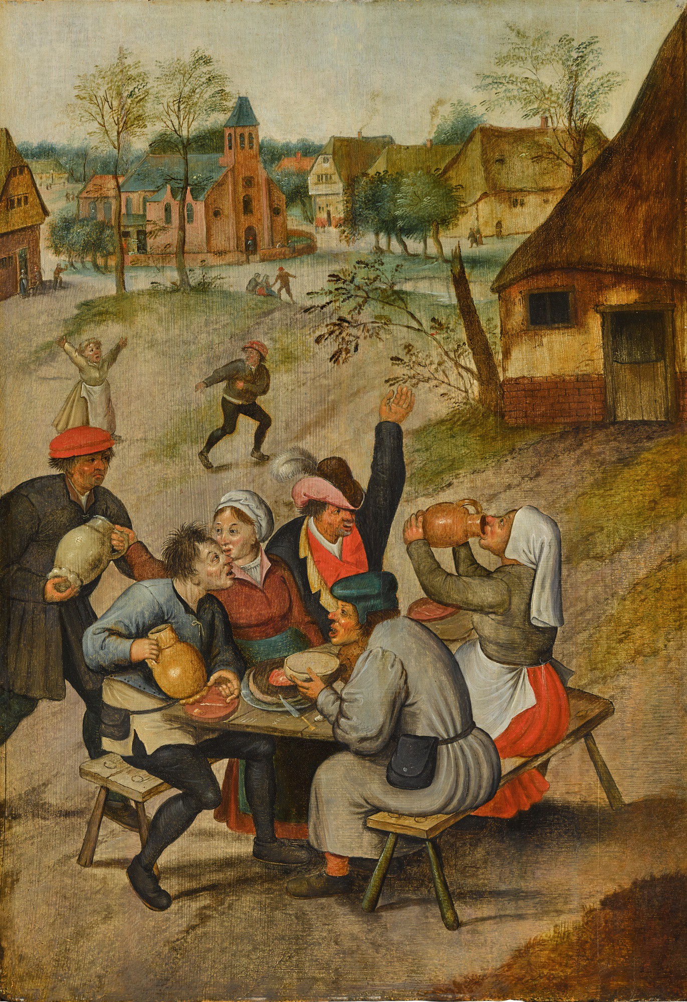 PIETER BRUEGHEL THE YOUNGER | A VILLAGE SCENE WITH PEASANTS CAROUSING ...