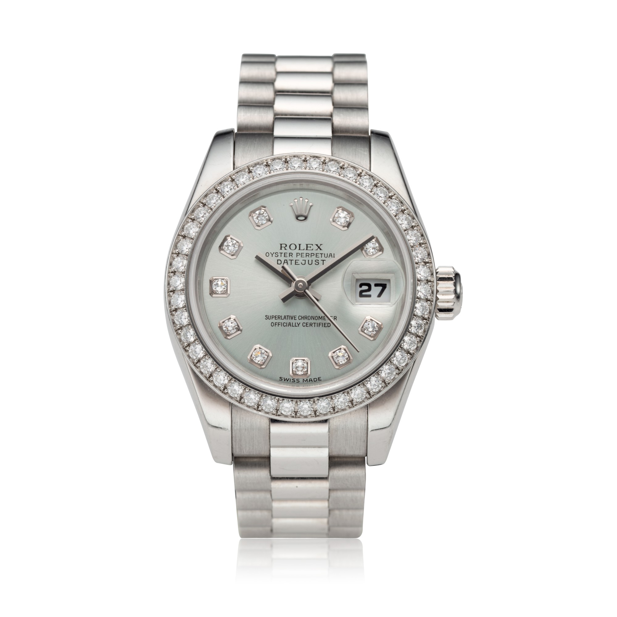 Reference 179136 Datejust, A platinum and diamond set wristwatch with ...