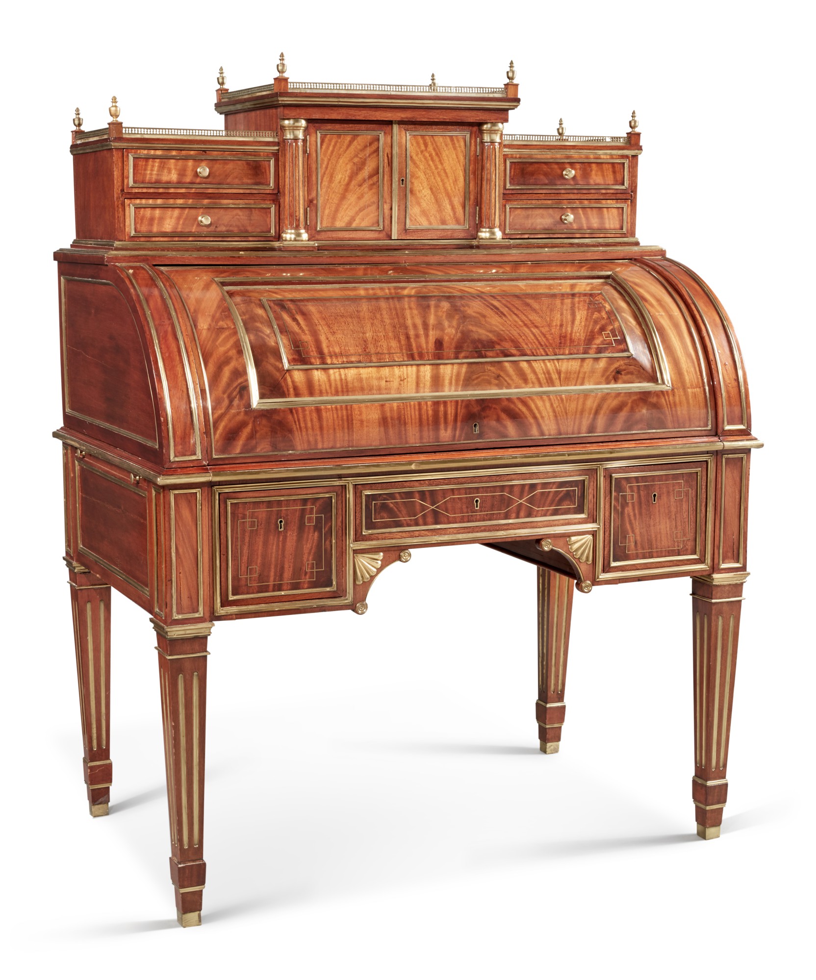A Russian Neoclassical Brass Mounted Mahogany Cylinder Desk, Late 19th ...