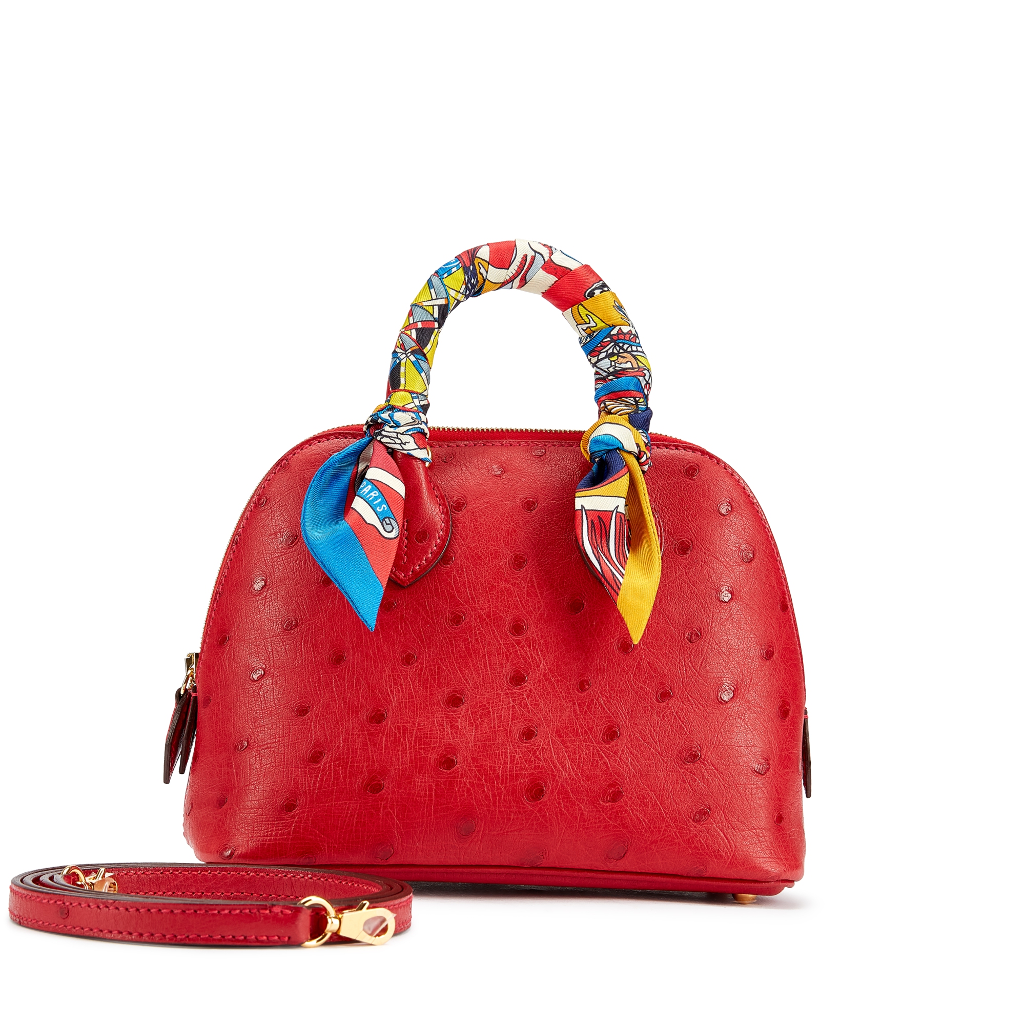 Rouge Vif Ostrich Mini Bolide 1923 Gold Hardware, 2019 and Twilly ...