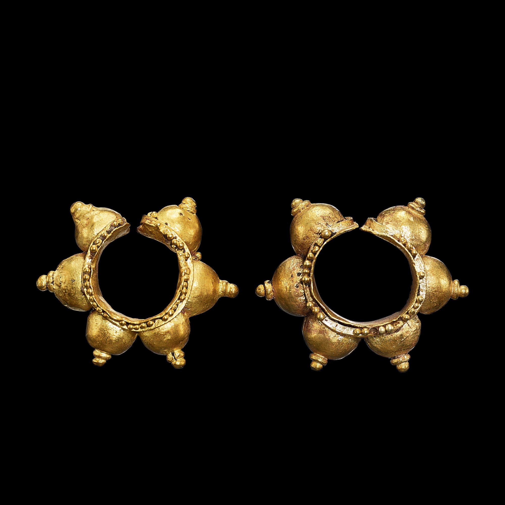A pair of studded ball gold earrings Java, Indonesia, 7th - 12th ...