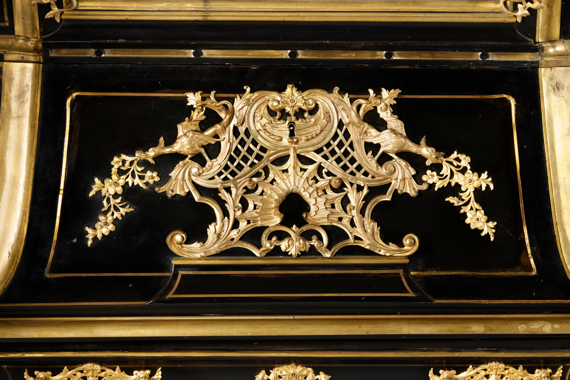 A German Rococo Revival Gilt-Bronze Mounted Brass and Pewter Inlaid ...