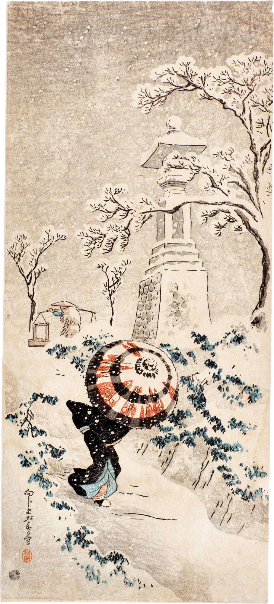 Takahashi Shotei (Hiroaki, 1871-1945) | Snow on Mukojima Bank (Mukojima ...