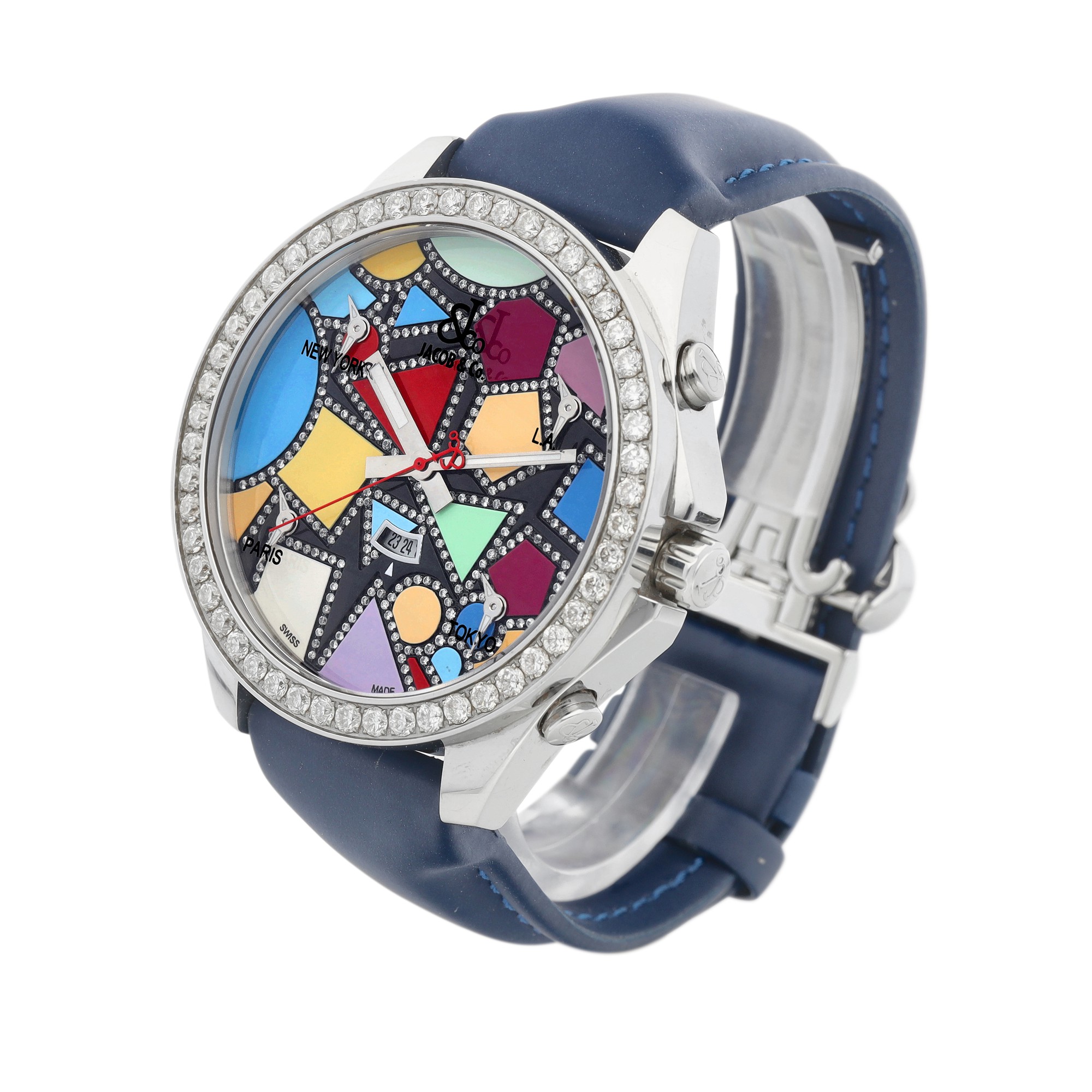 The Five Time Zones | A stainless steel and diamond-set quintuple time ...