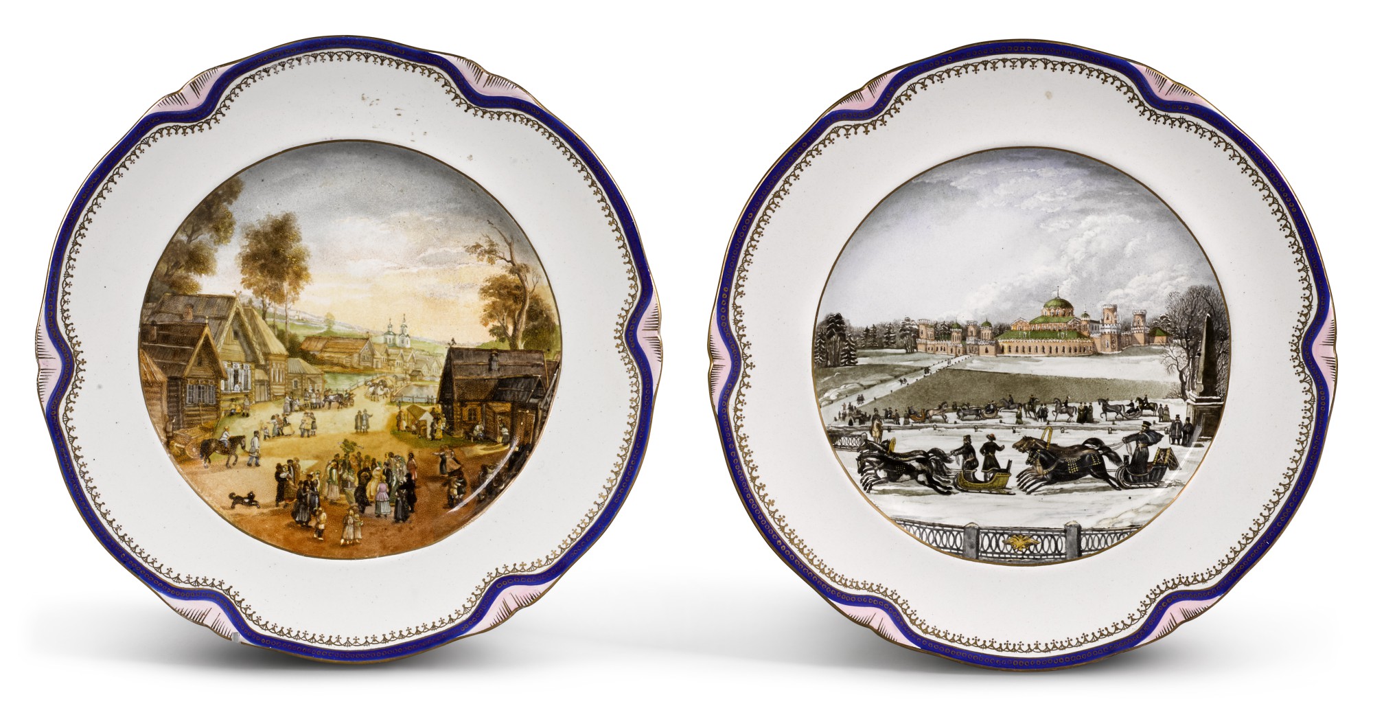 A pair of topographical plates, Kuznetsov Porcelain Factory, second ...