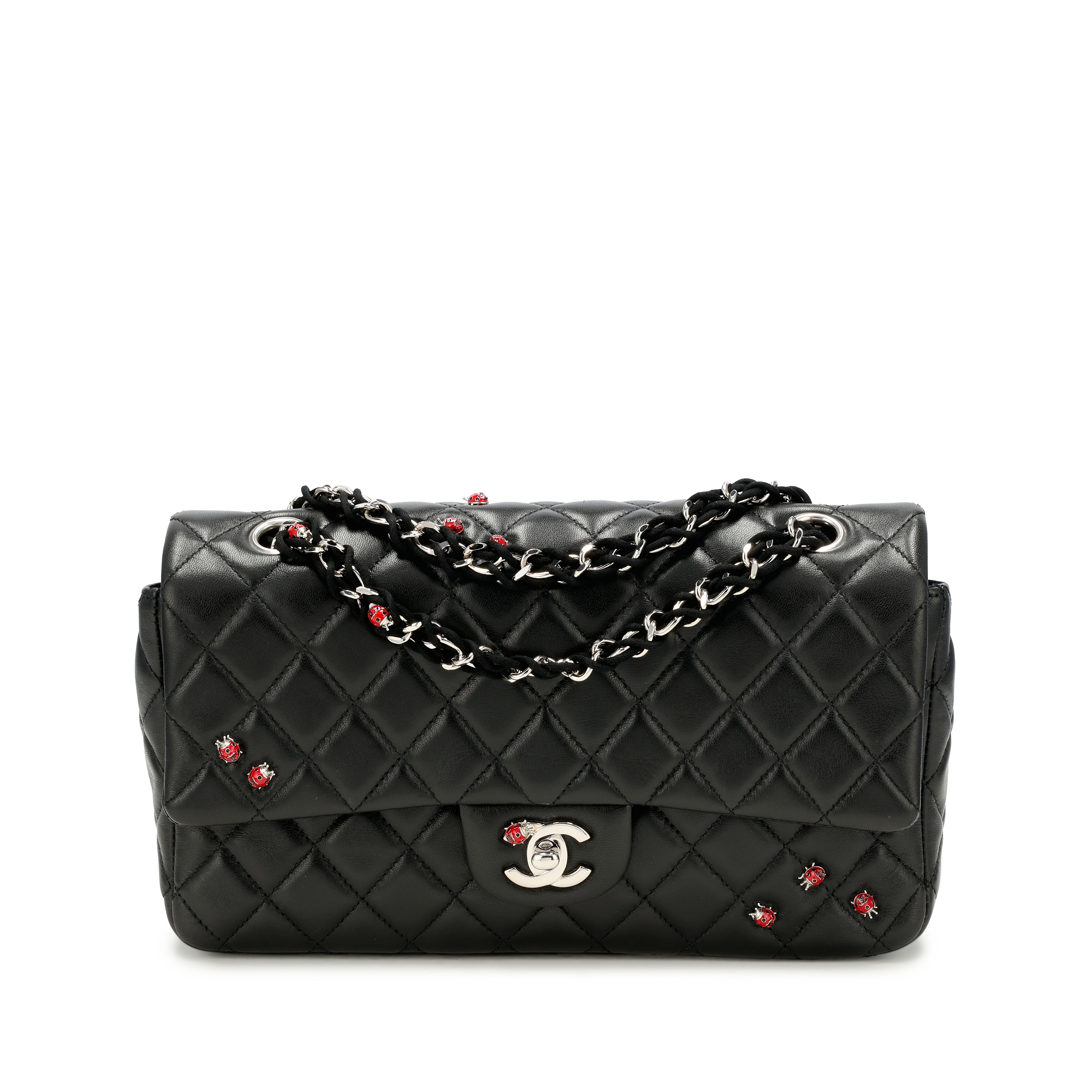 Chanel Black Quilted Lambskin Medium Ladybug Flap Silver Hardware, 2010 ...