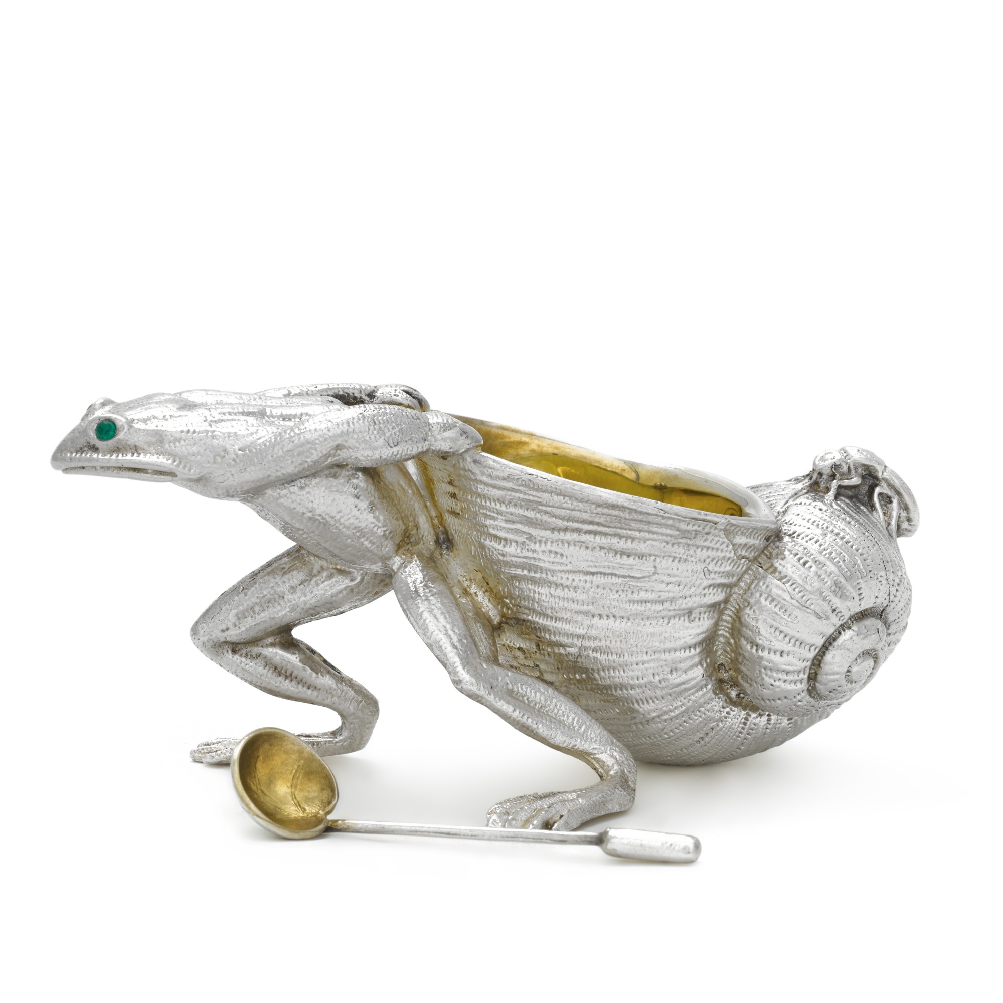 A novelty silver frog salt cellar, Francis Howard, Sheffield, 2019 ...