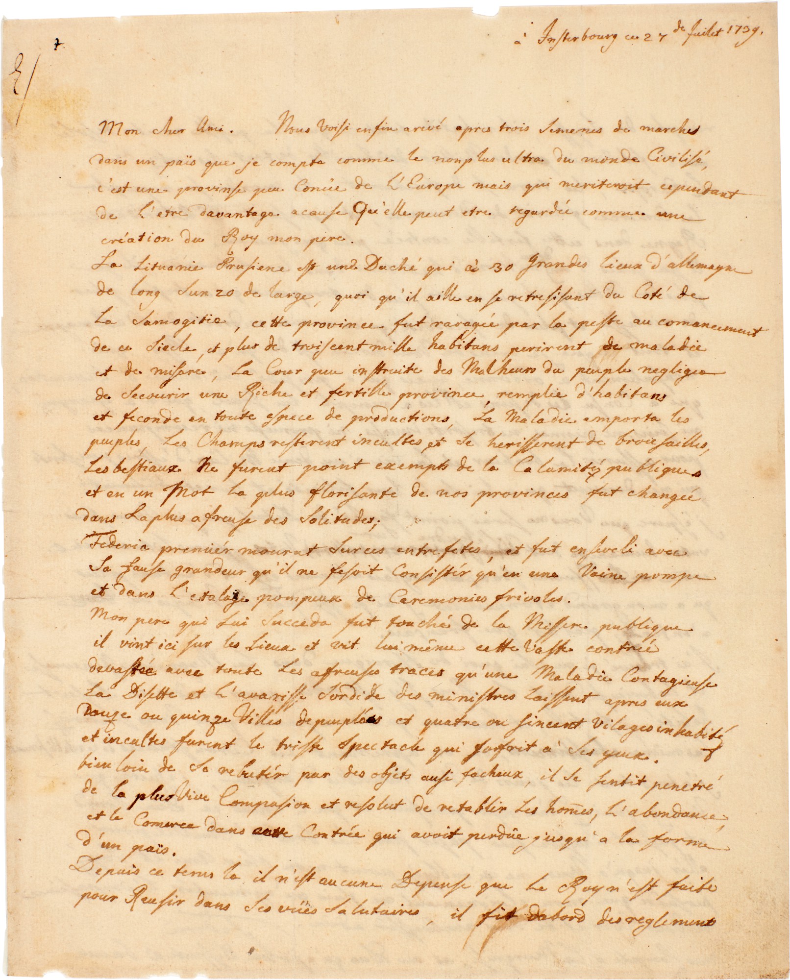 Frederick II, King of Prussia | Autograph letter signed, to Voltaire ...