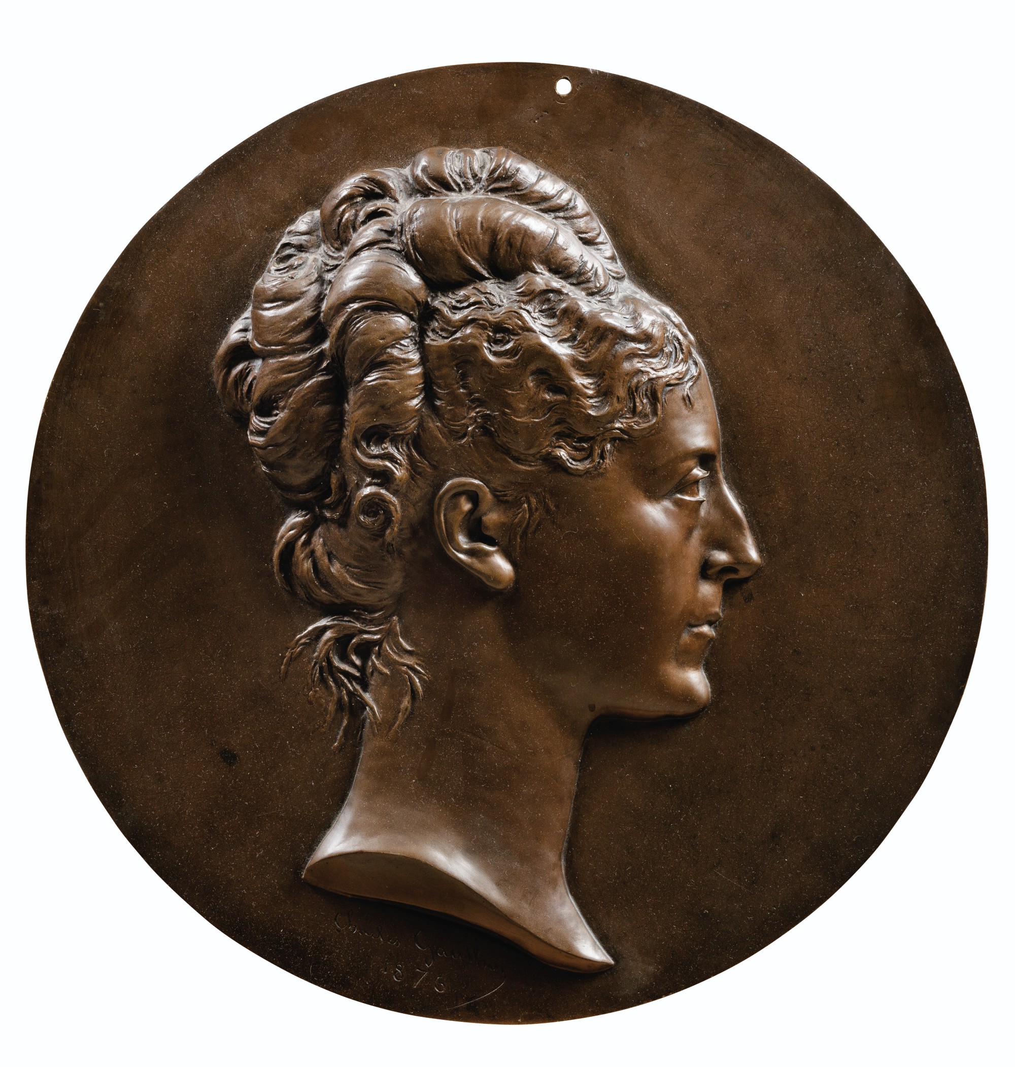 CHARLES GAUTHIER | A PAIR OF MEDALLIONS WITH THE PROFILES OF A MAN AND ...