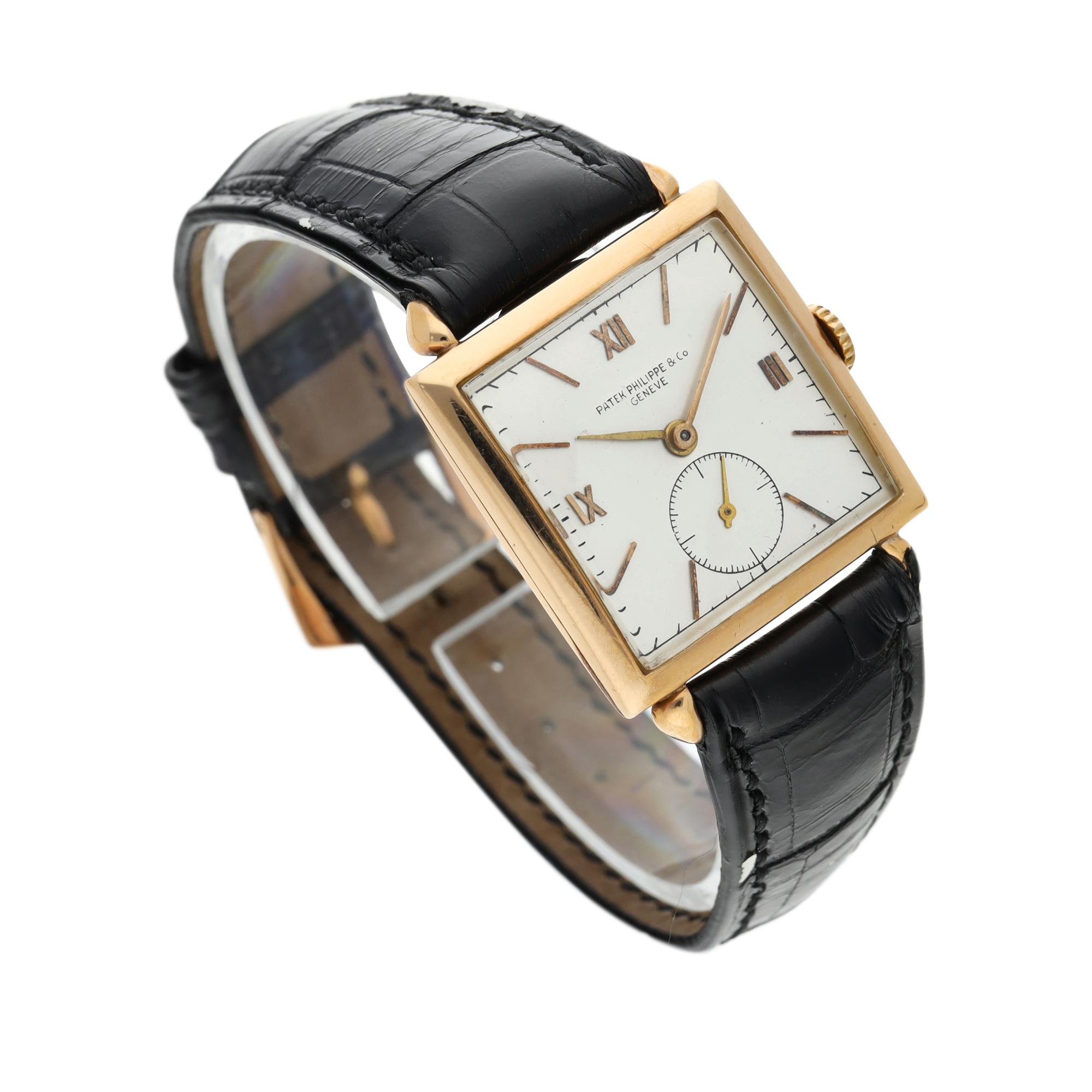 A pink gold square shaped watch, Circa 1940 | Fine Watches | 2021 ...