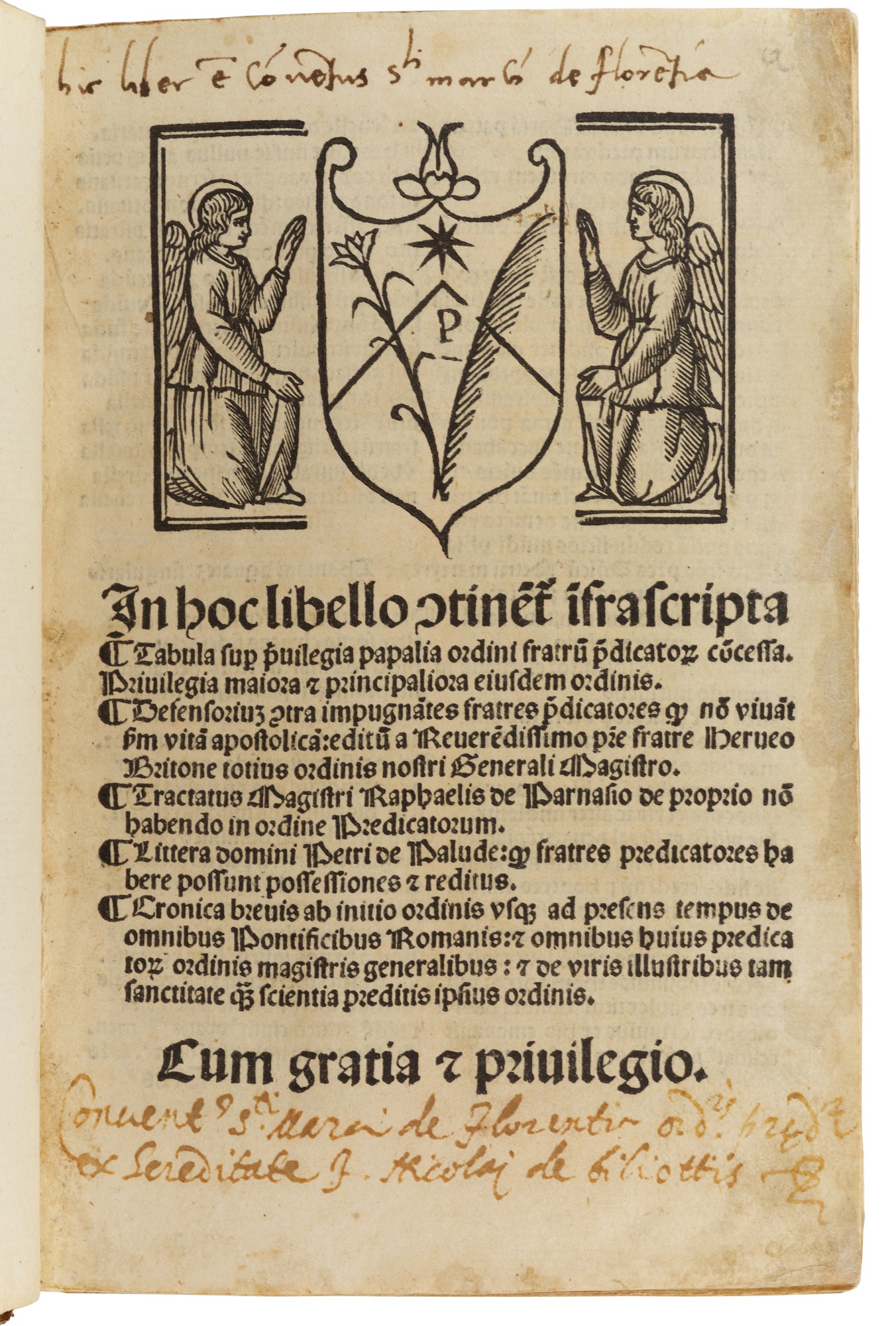 Dominicans, Tabula super privilegia Papalia; Regula beati Augustini ...