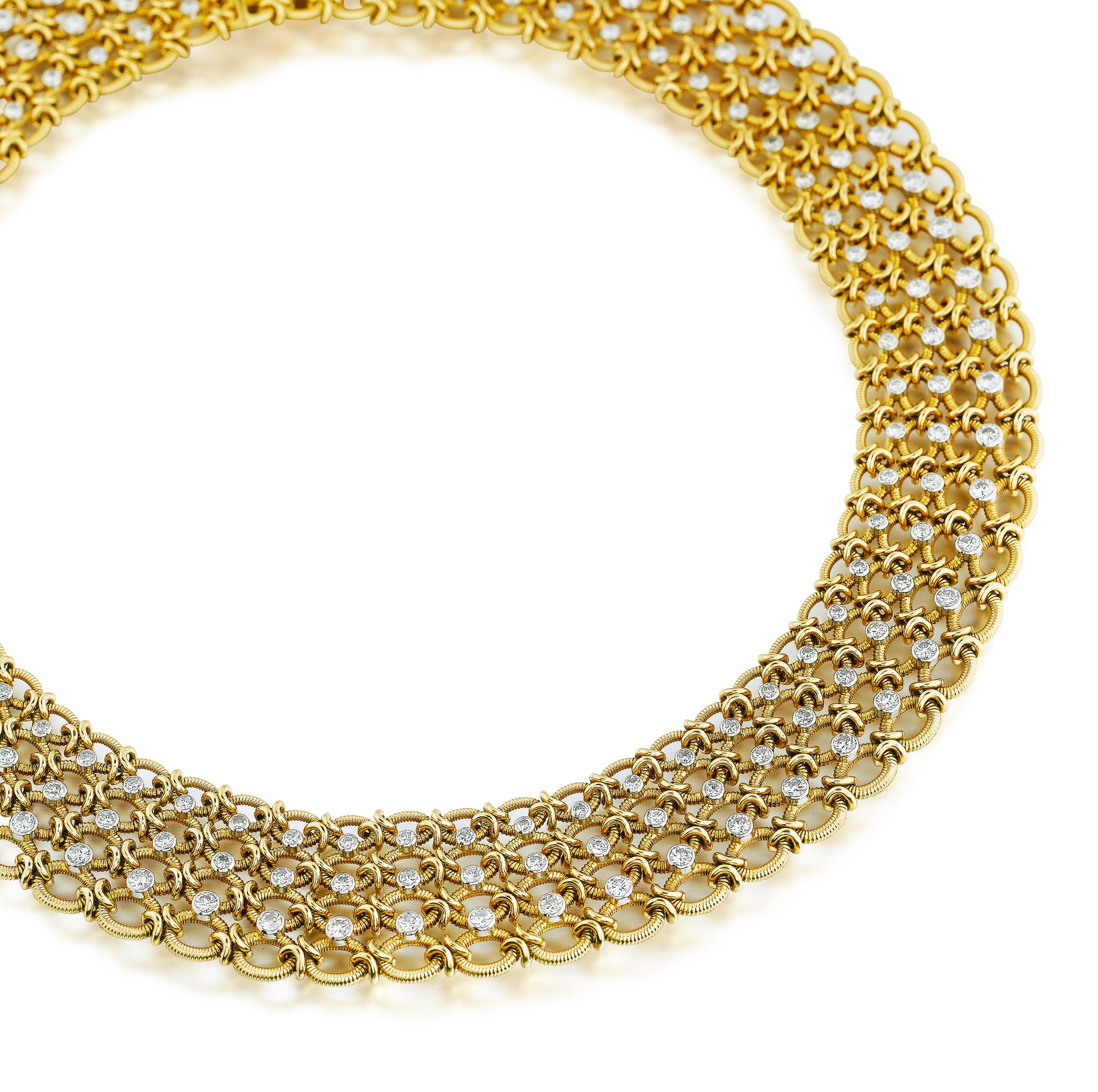 Collier or et diamants, "Résille" | Gold and diamond necklace, 'Résille ...