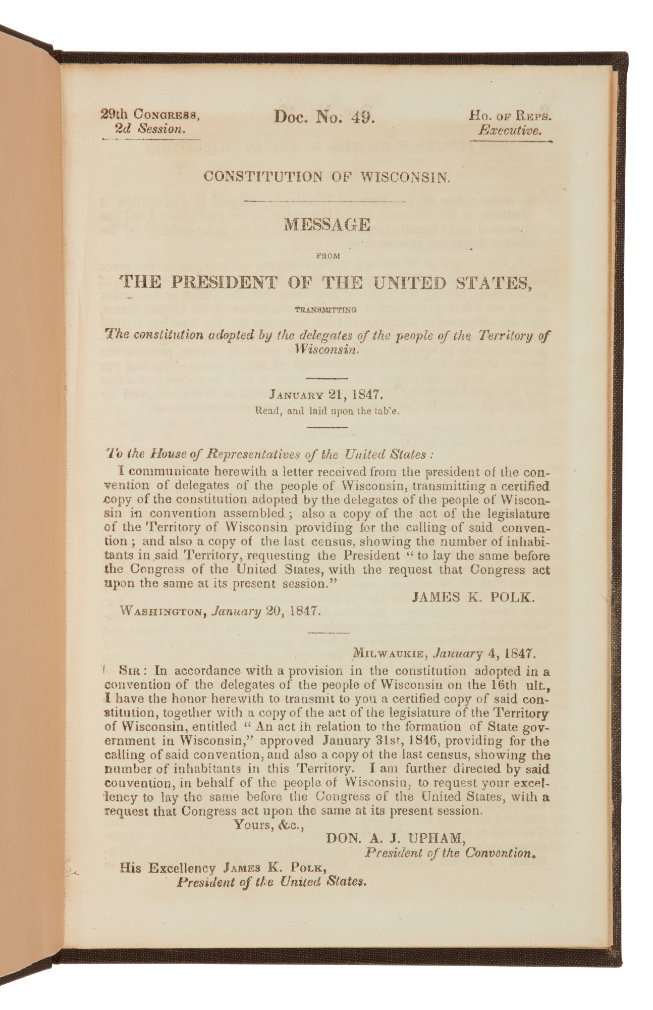 Wisconsin | An early printing of the first Wisconsin Constitution ...