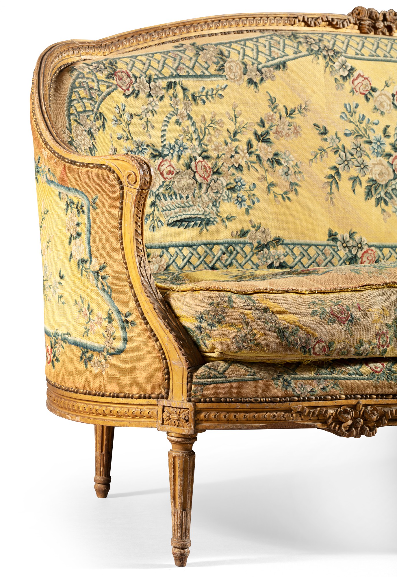 A Louis XVI gilt-wood mobilier de salon, stamped N. DELAPORTE ...