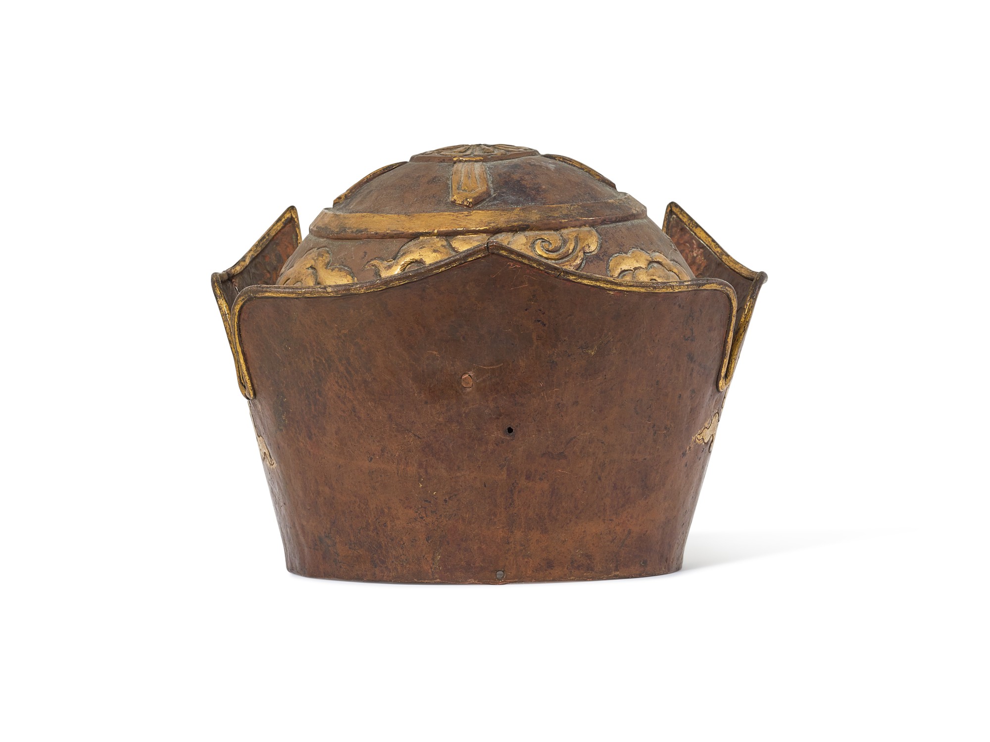 A rare partial gilt-copper lama crown Tibet, 16th century 西藏十六世紀 ...