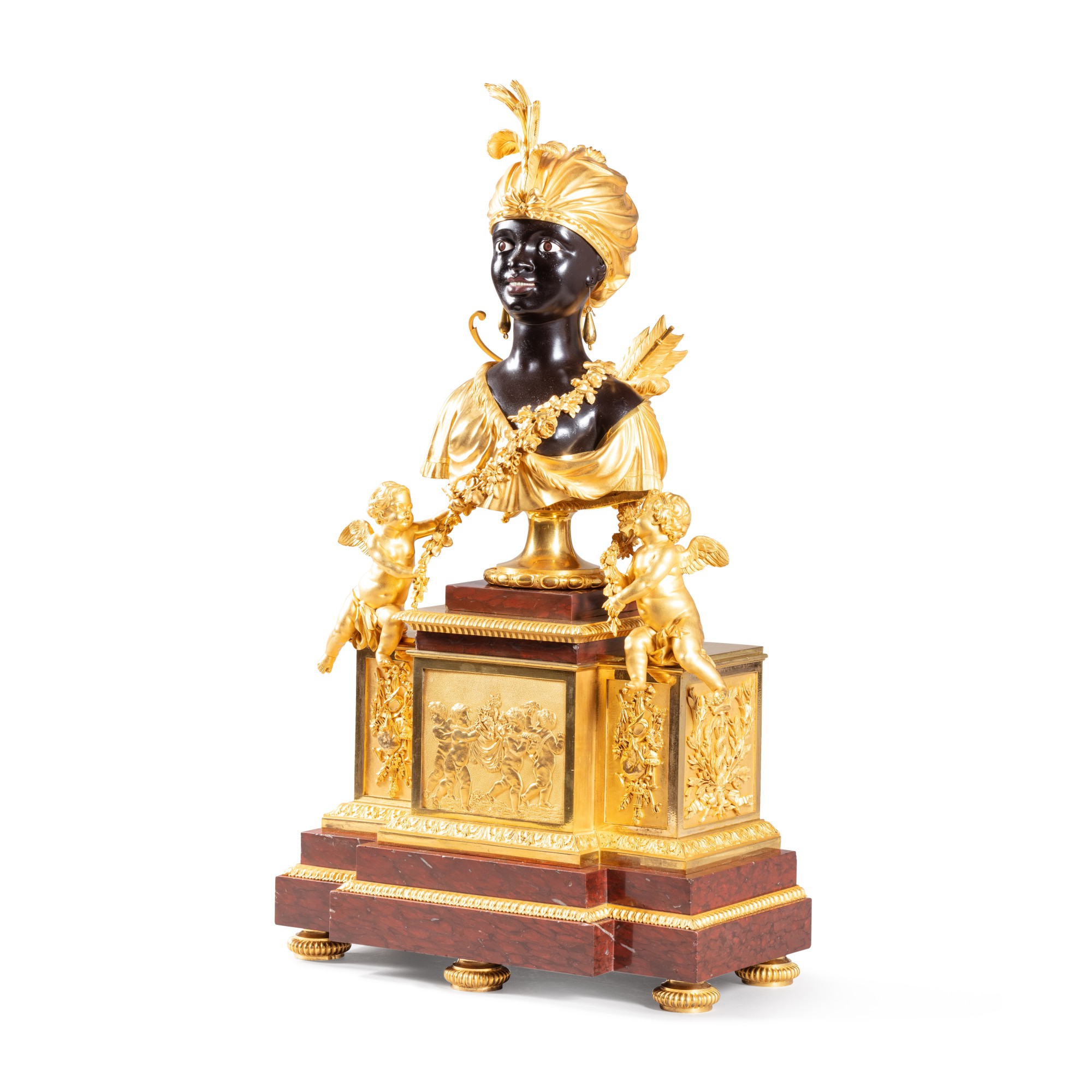 A gilt-bronze musical and automaton mantel clock, late Louis XVI, the ...