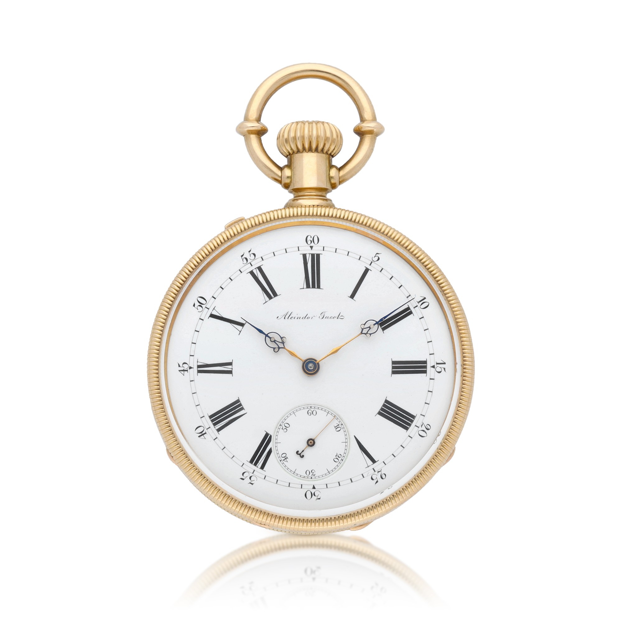 No. 1871 A gold open-faced keyless lever watch engraved with hunting ...