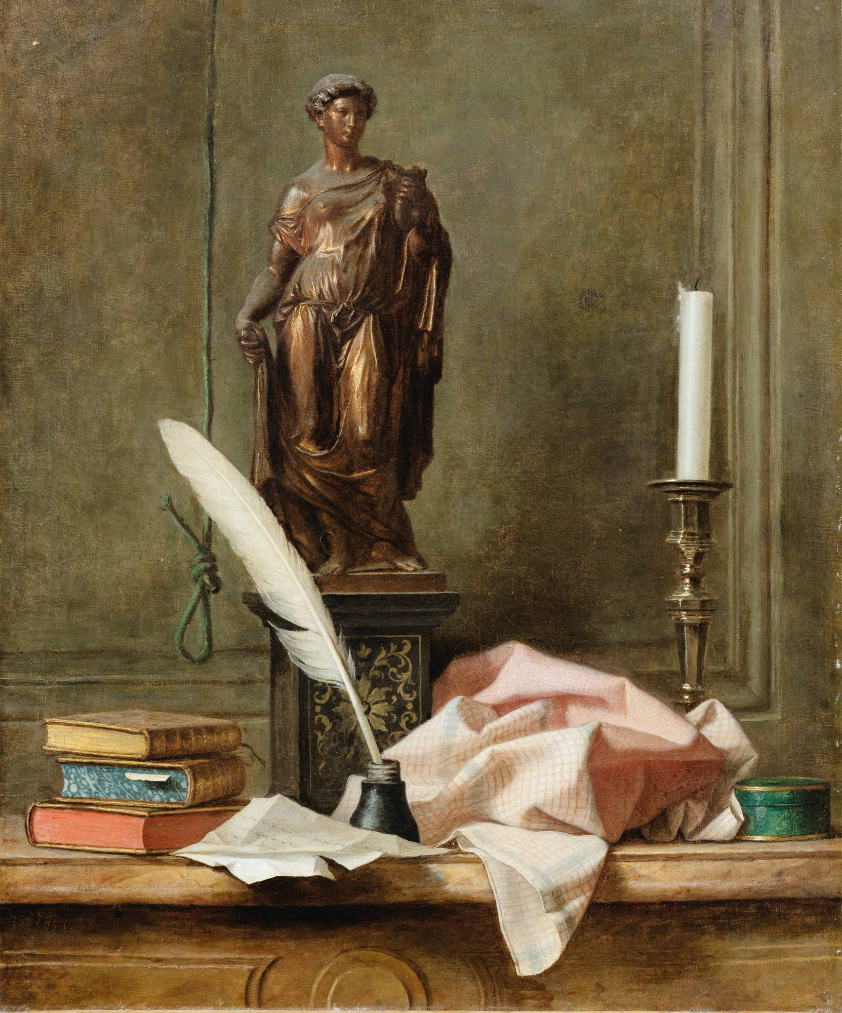 THOMAS GERMAIN JOSEPH DUVIVIER | STILL LIFE WITH A STATUE AND AN ...