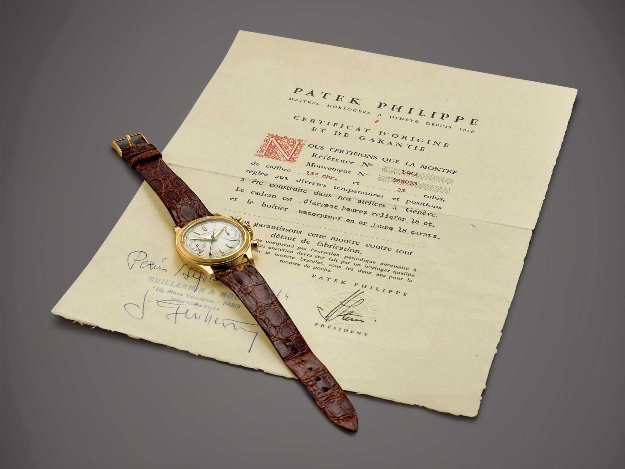 Reference 1463 | An extremely well preserved yellow gold chronograph ...