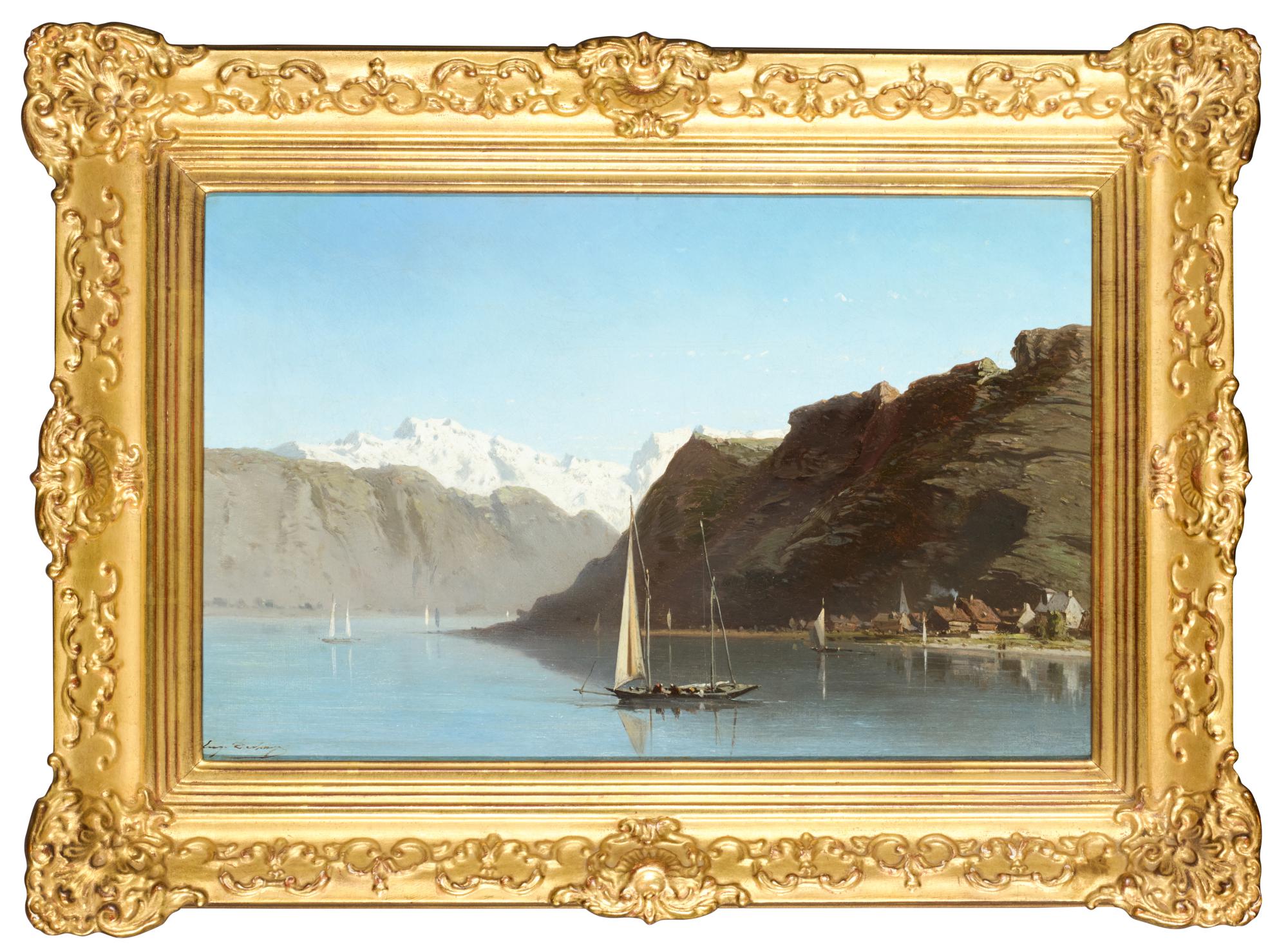 EUGÈNE DESHAYES | Lake Geneva near Bouveret, with the Dents du Midi in ...