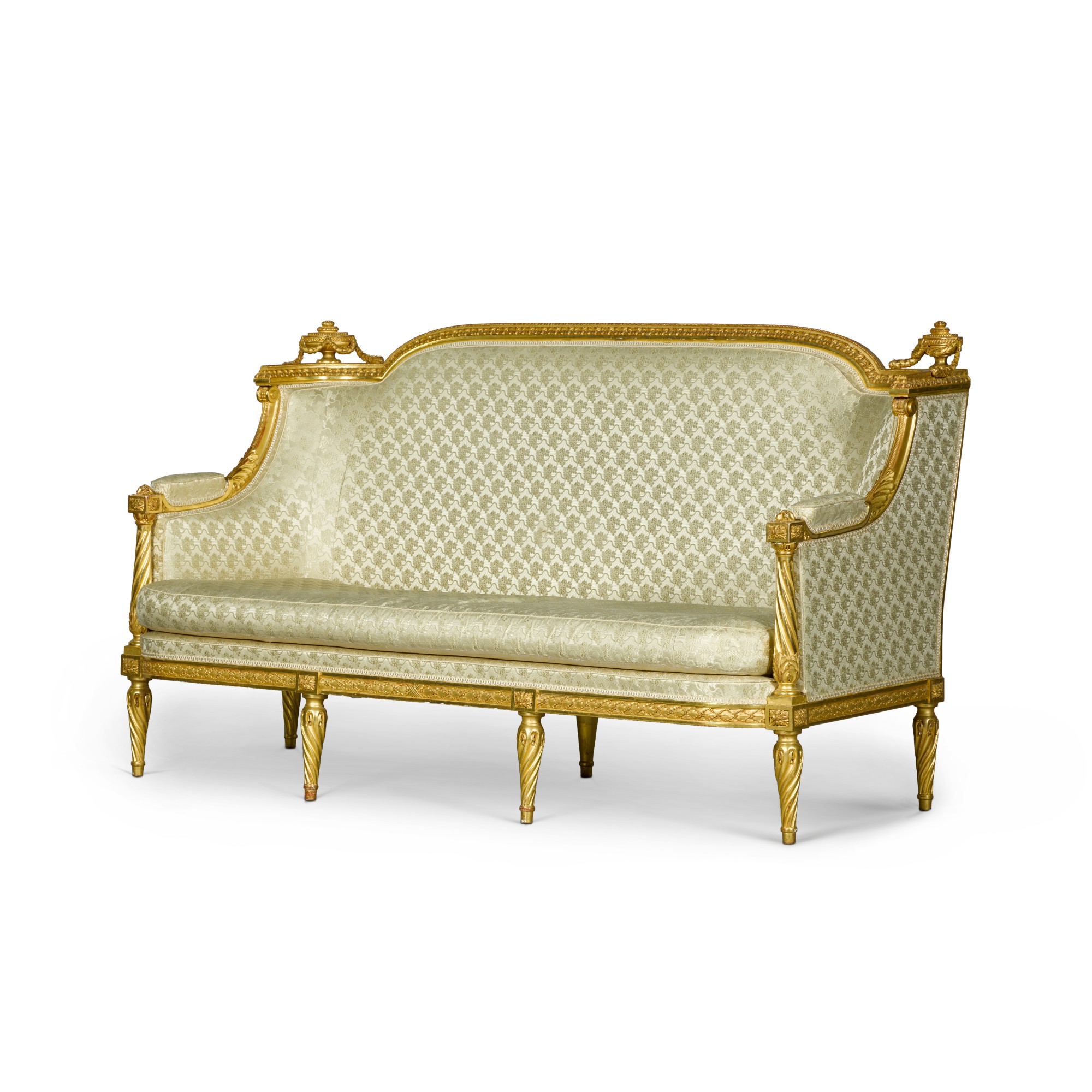 A suite of Louis XVI style carved giltwood seat furniture, late 19th ...