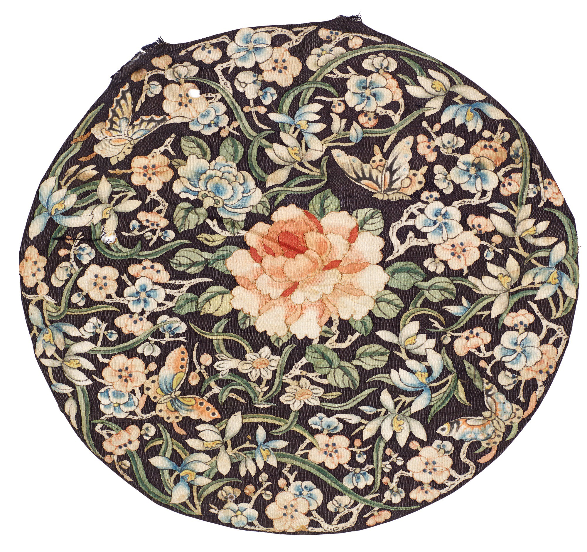 TWO SILK KESI 'LOTUS' ROUNDELS QING DYNASTY, 19TH CENTURY | 清十九世紀 緙絲團花蝶 ...