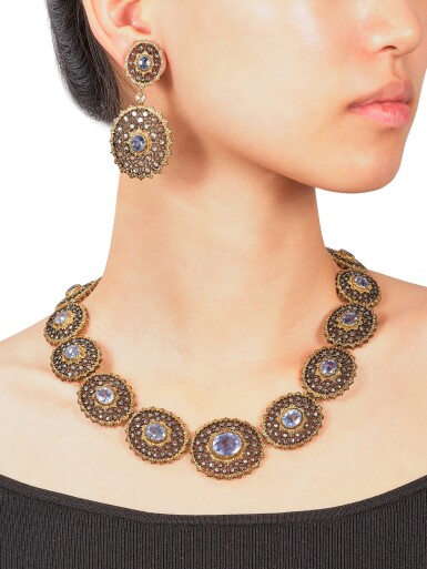 Sapphire And Diamond Demi Parure 布契拉提 藍寶石 配 鑽石 項鏈 及 耳環套裝