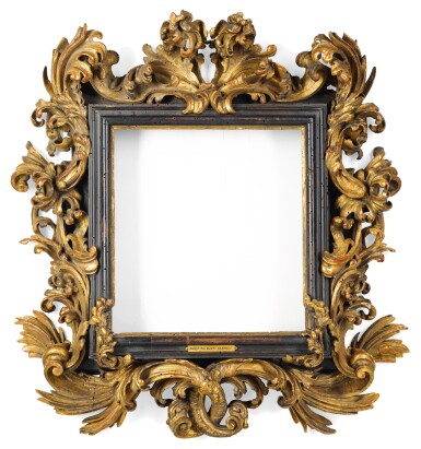 A NORTH ITALIAN BAROQUE CARVED GILTWOOD PICTURE FRAME, IN THE MANNER OF ...