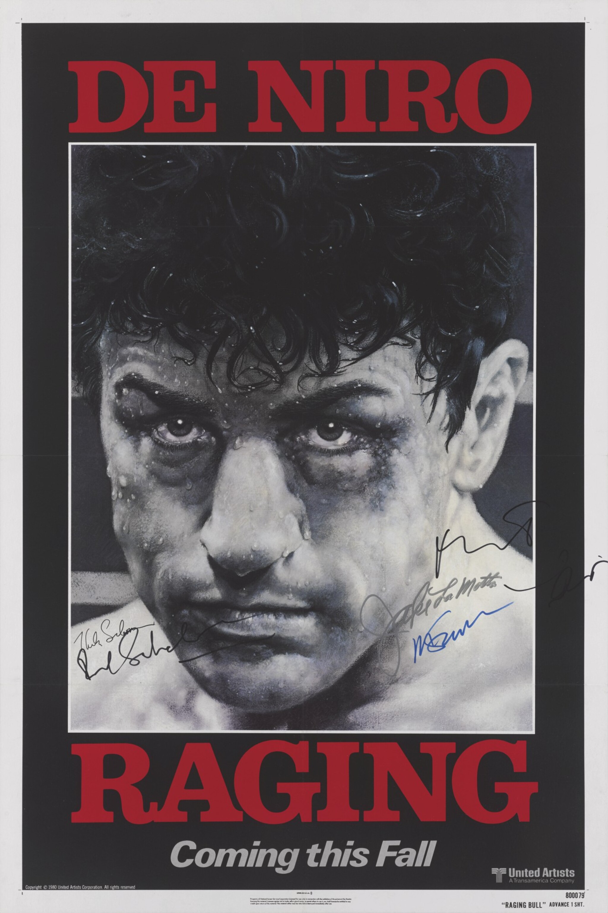 RAGING BULL (1980) ADVANCE POSTER, US, SIGNED BY MARTIN SCORSESE ...
