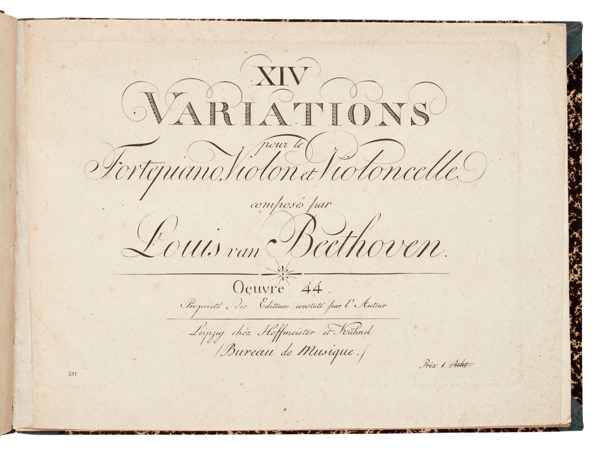L. v. Beethoven. Six first and early editions of chamber works in parts ...