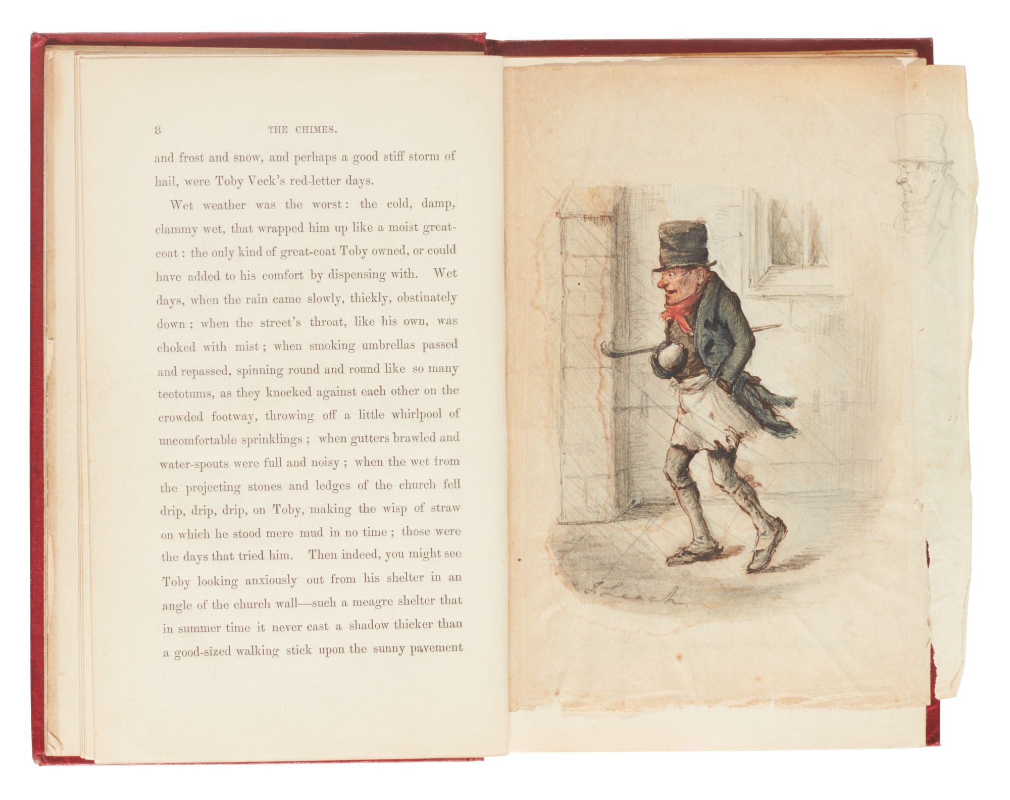 Dickens, The Chimes, 1845, first edition, with original watercolour and ...