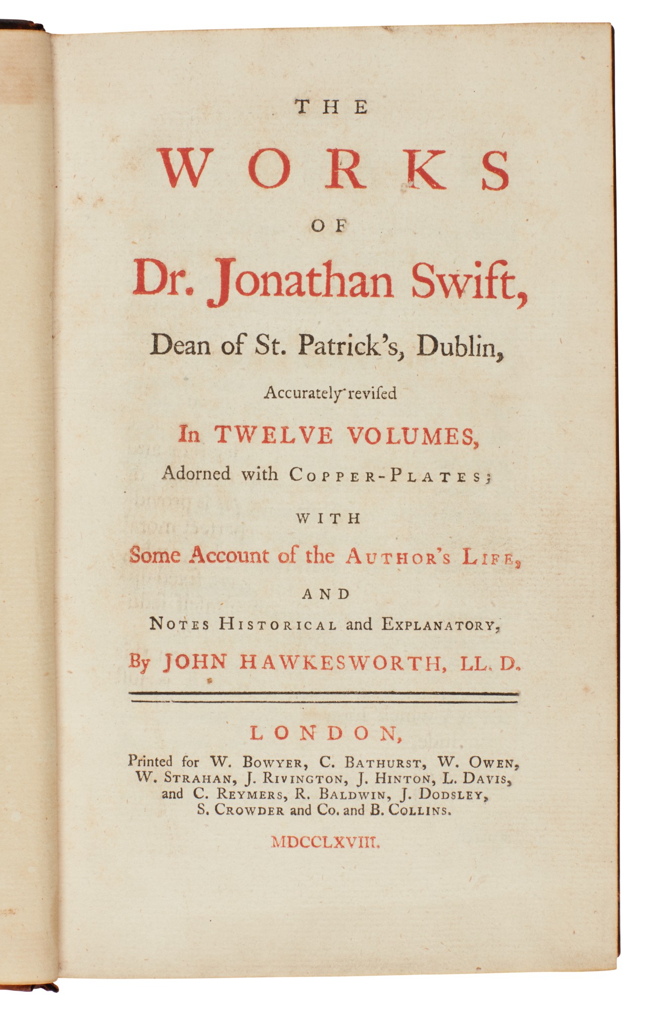 Swift, [Works], Hawkesworth edition, 1768-1779 | English Literature ...