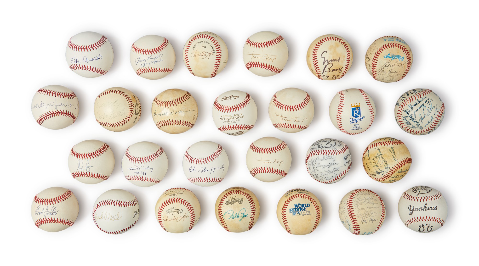 Baseball | A large collection of baseballs signed by notable players ...