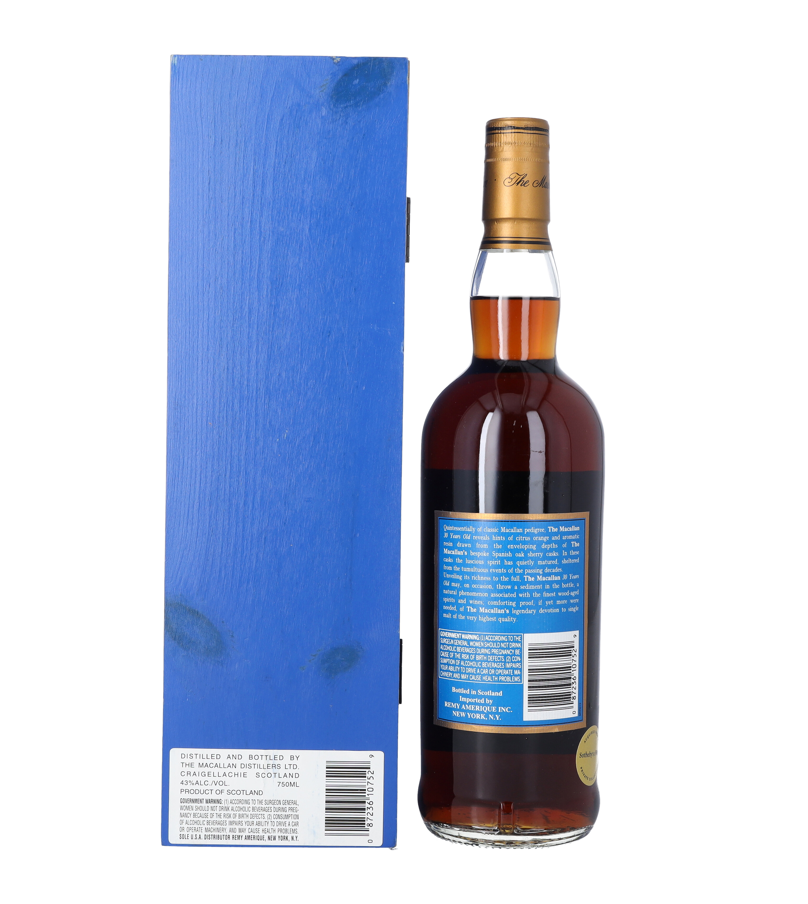 The Macallan 30 Year Old Sherry Oak Blue Box 43.0 abv NV (1 BT75 ...