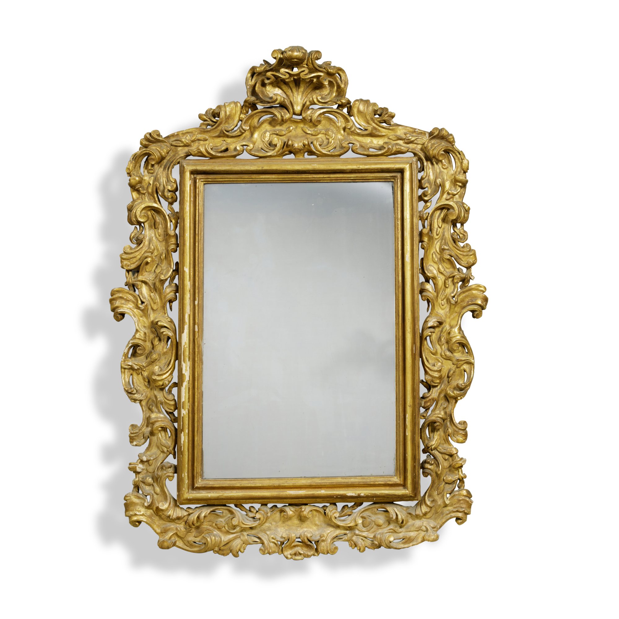 A Pair of Large Italian Rococo-Style Giltwood Mirrors, 19th Century ...