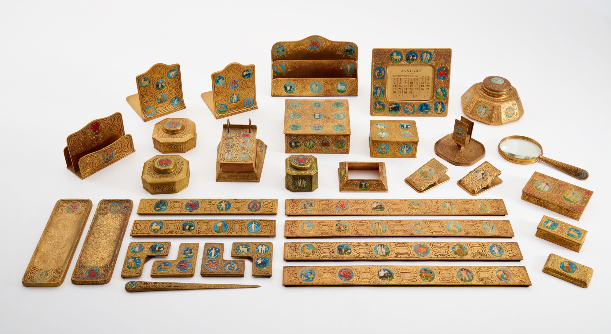 Tiffany Studios, 33-Piece "Zodiac" Desk Set | Design | 2021 | Sotheby's