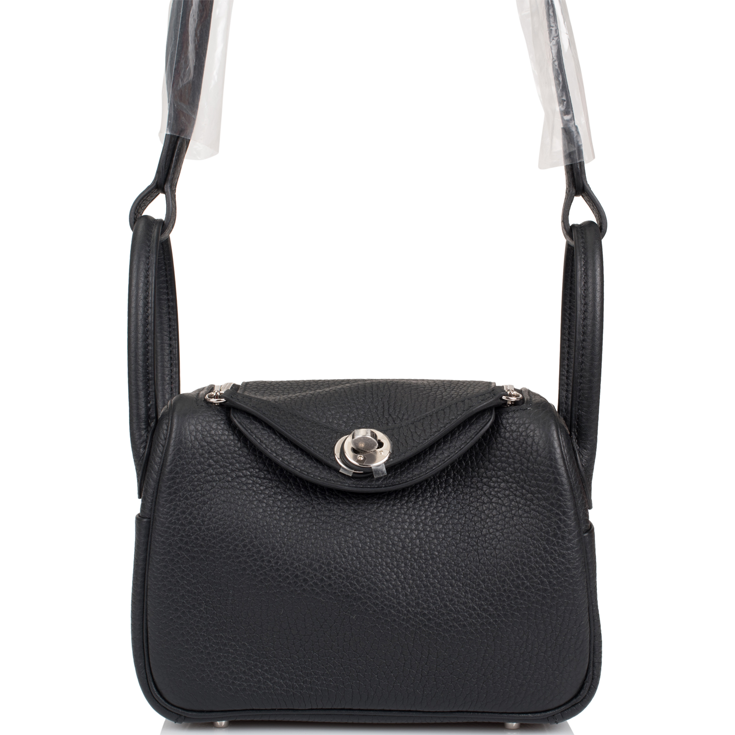 HERMÈS | BLACK MINI LINDY OF CLEMENCE LEATHER WITH PALLADIUM HARDWARE ...