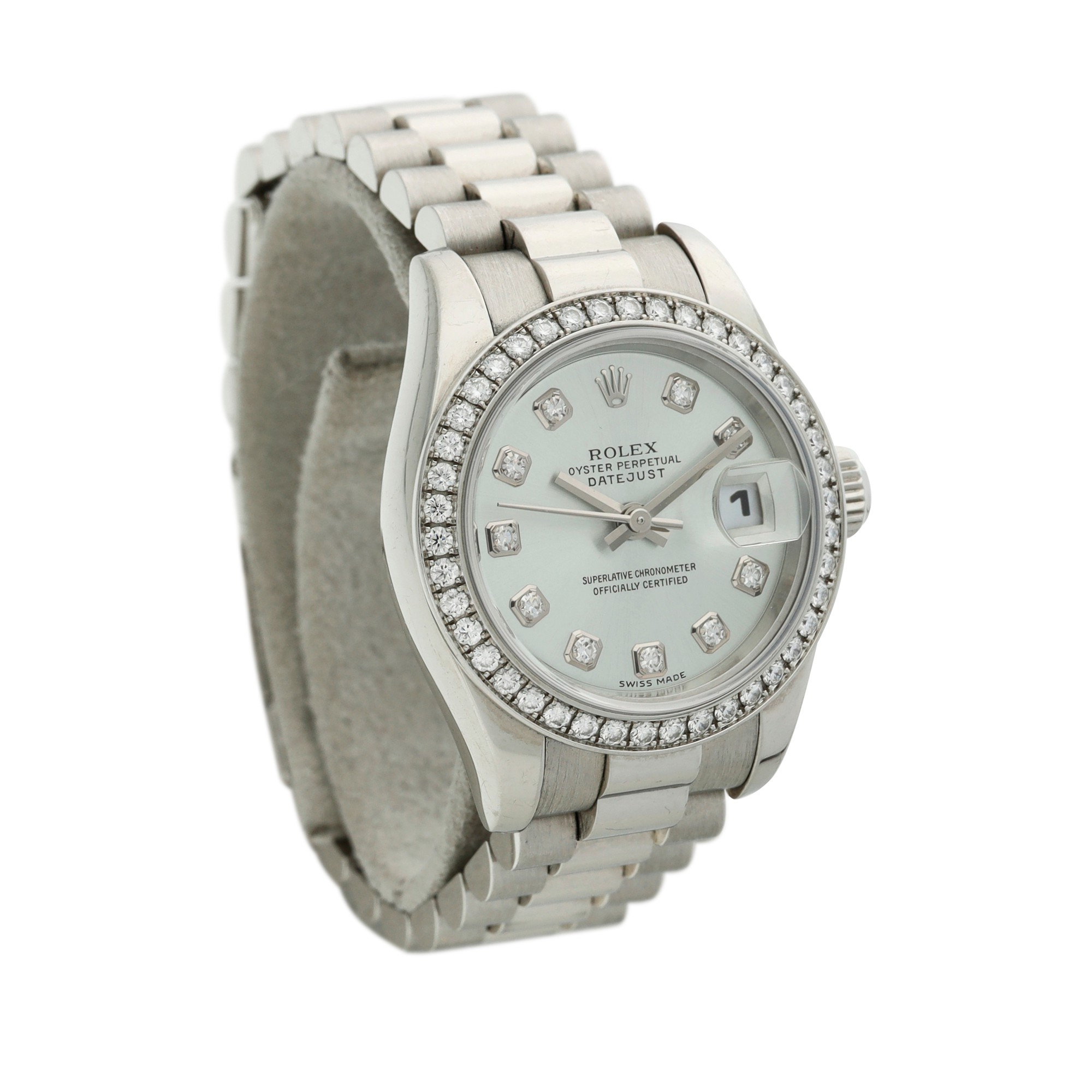 Reference 179136 Datejust, A platinum and diamond set wristwatch with ...