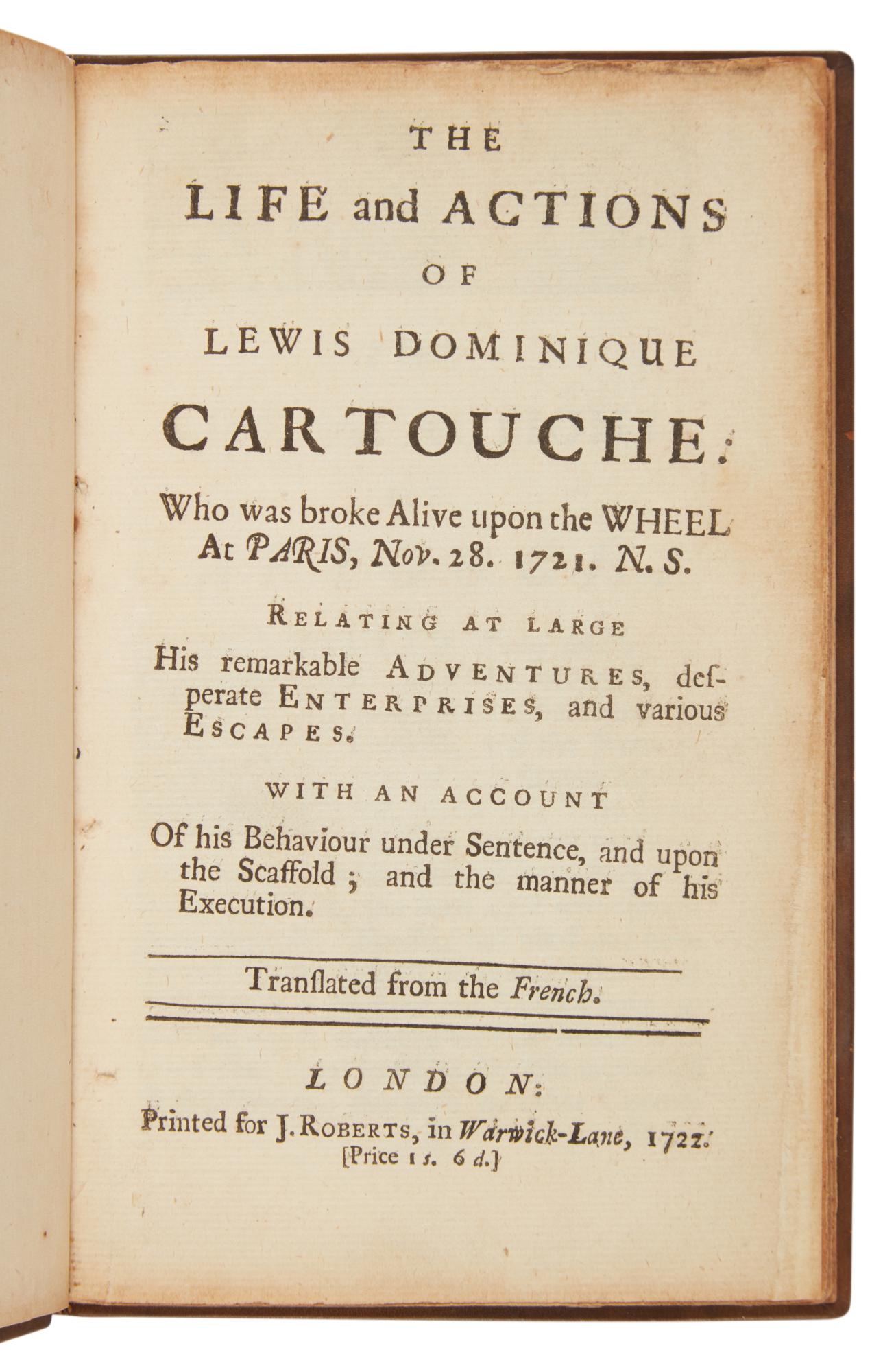Cartouche, Louis Dominique (Defoe, Daniel, trans.) | The Times and ...