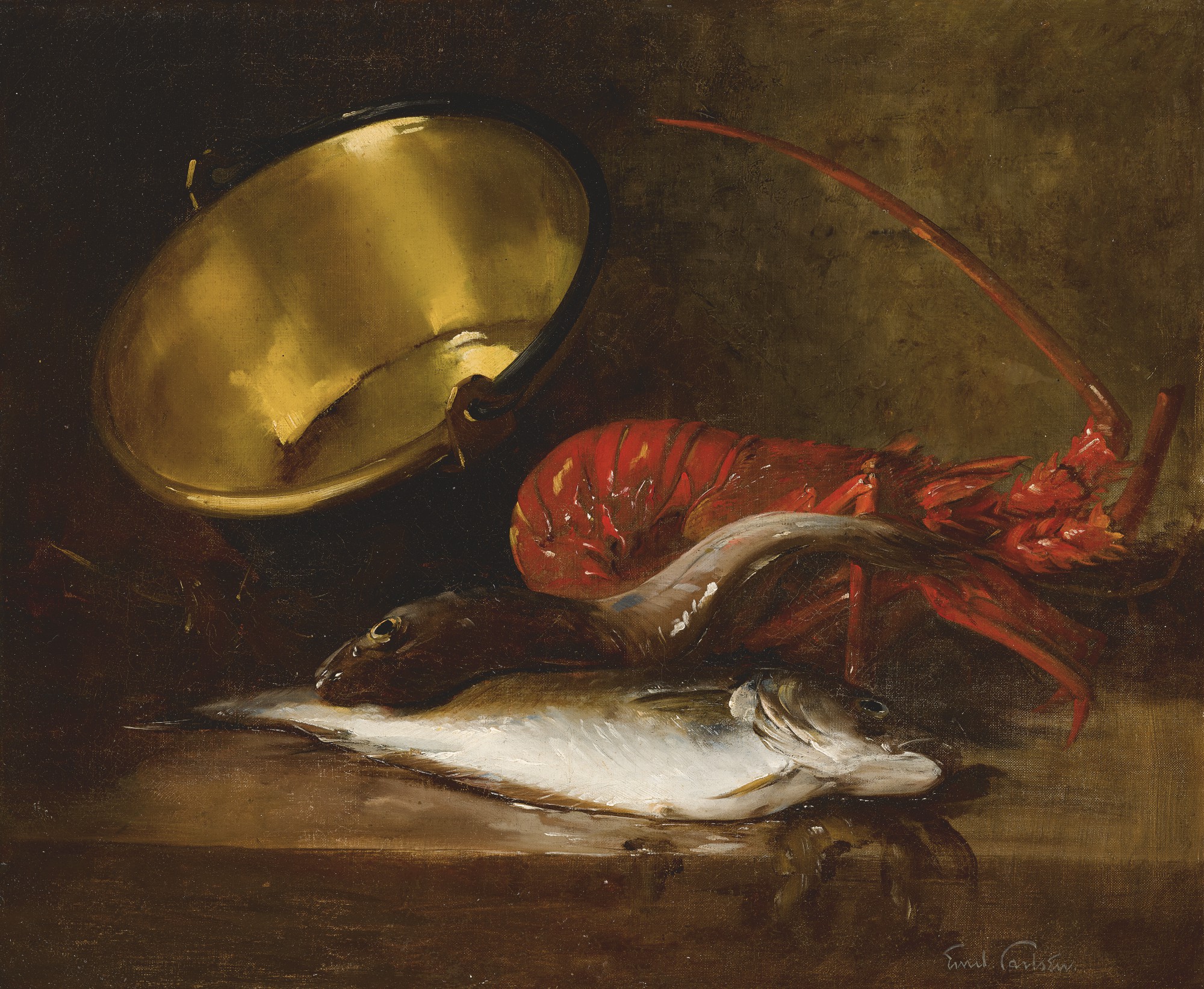 EMIL CARLSEN | STILL LIFE WITH LOBSTER POT AND FISH | Eclectic | New ...